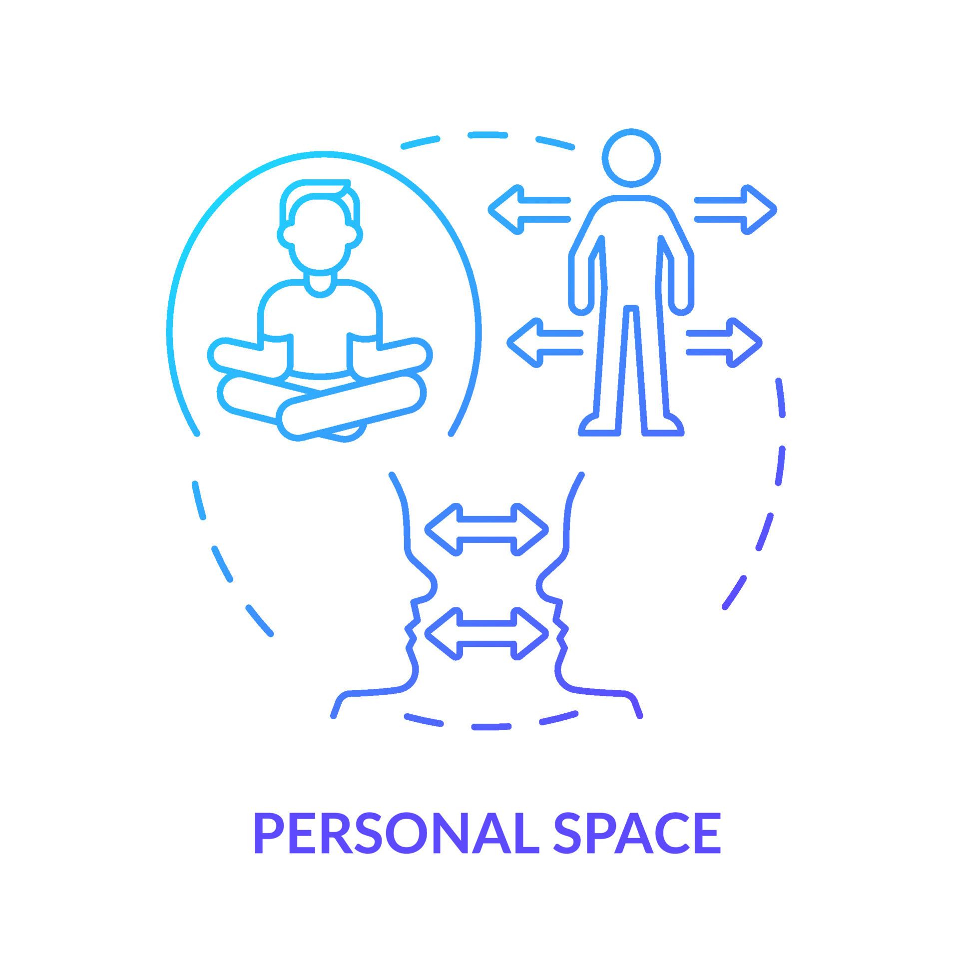 Personal Space Blue Gradient Concept Icon Keep Distance Comfort Zone