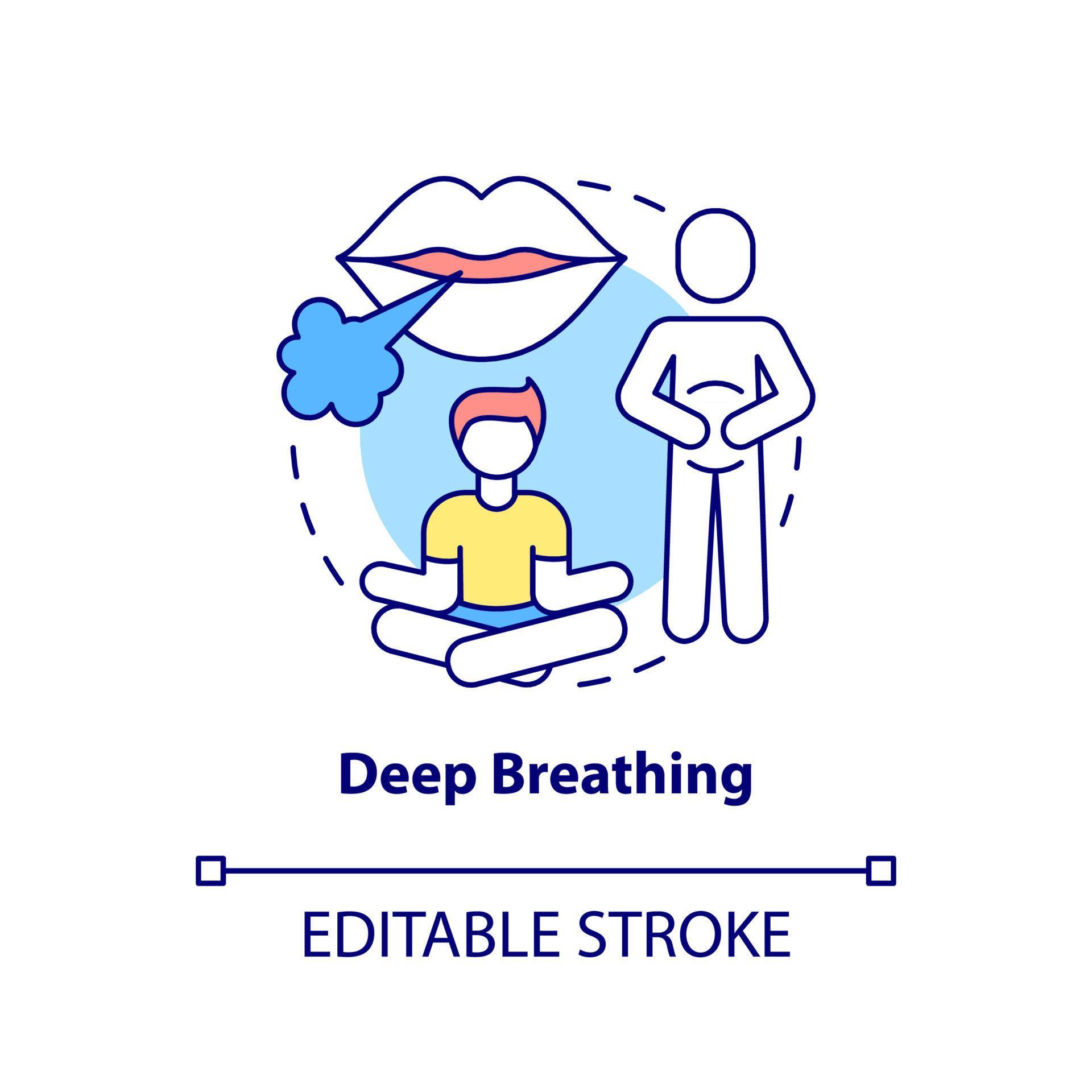 Deep breathing concept icon. Right way to breathe for relax. PSTD ...