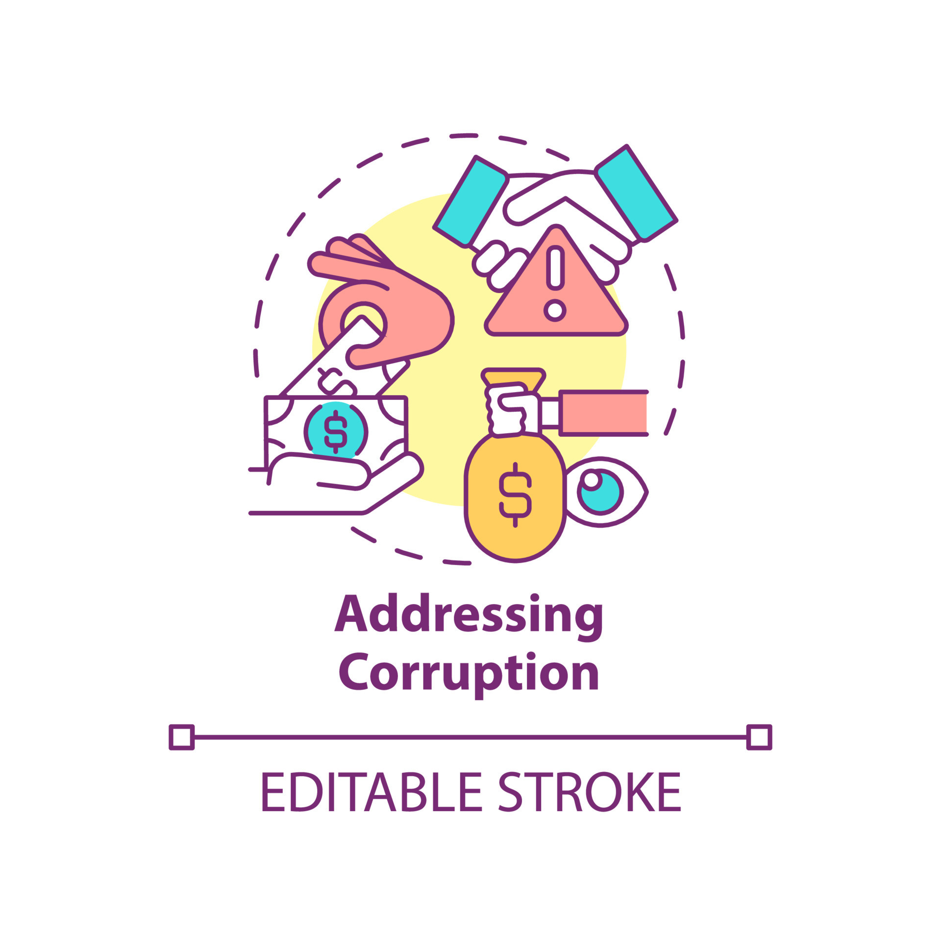 Addressing corruption concept icon. Armed hostilities prevention ... Addressing corruption concept icon. Armed hostilities prevention ...