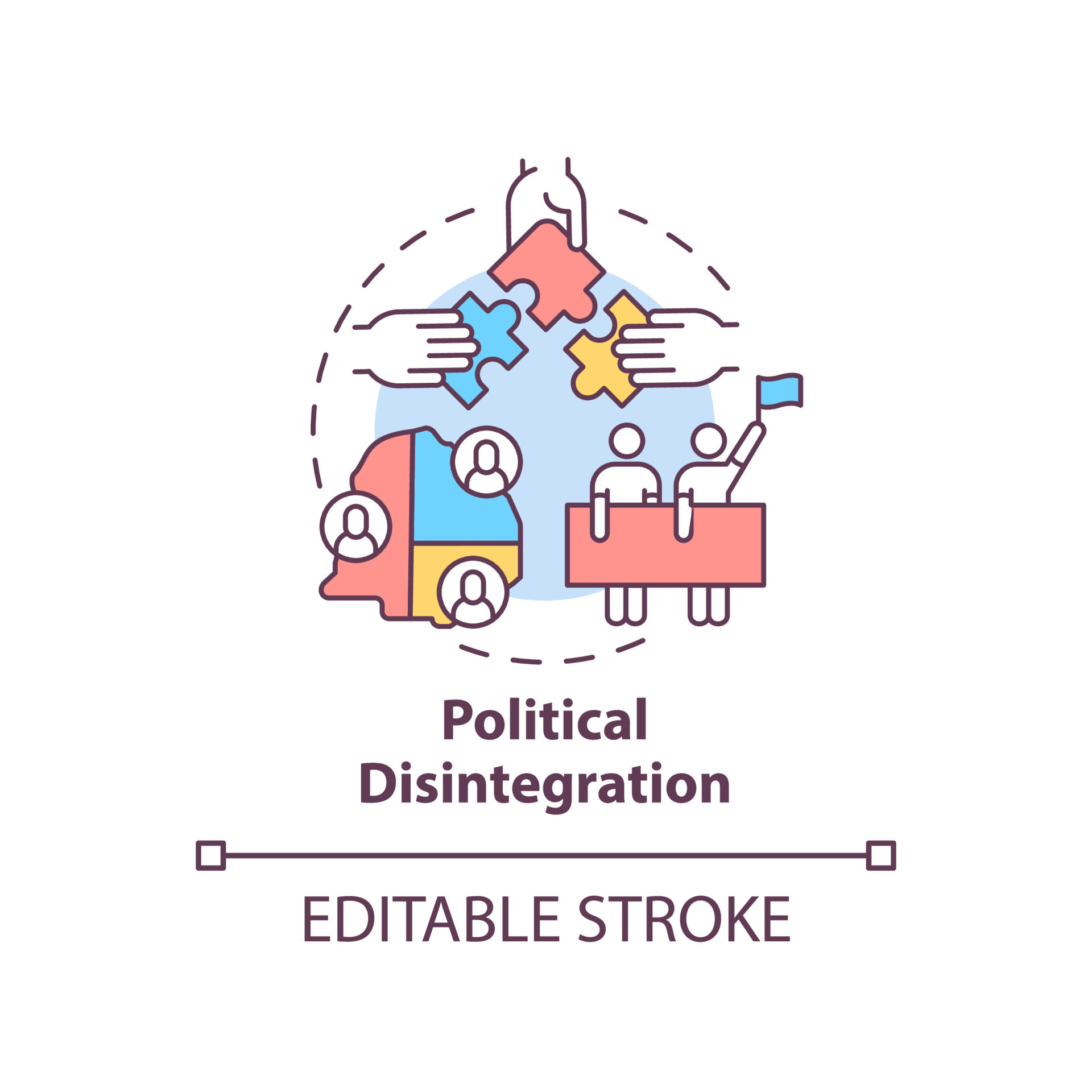 Political disintegration concept icon. Armed hostilities result ... Political disintegration concept icon. Armed hostilities result ...