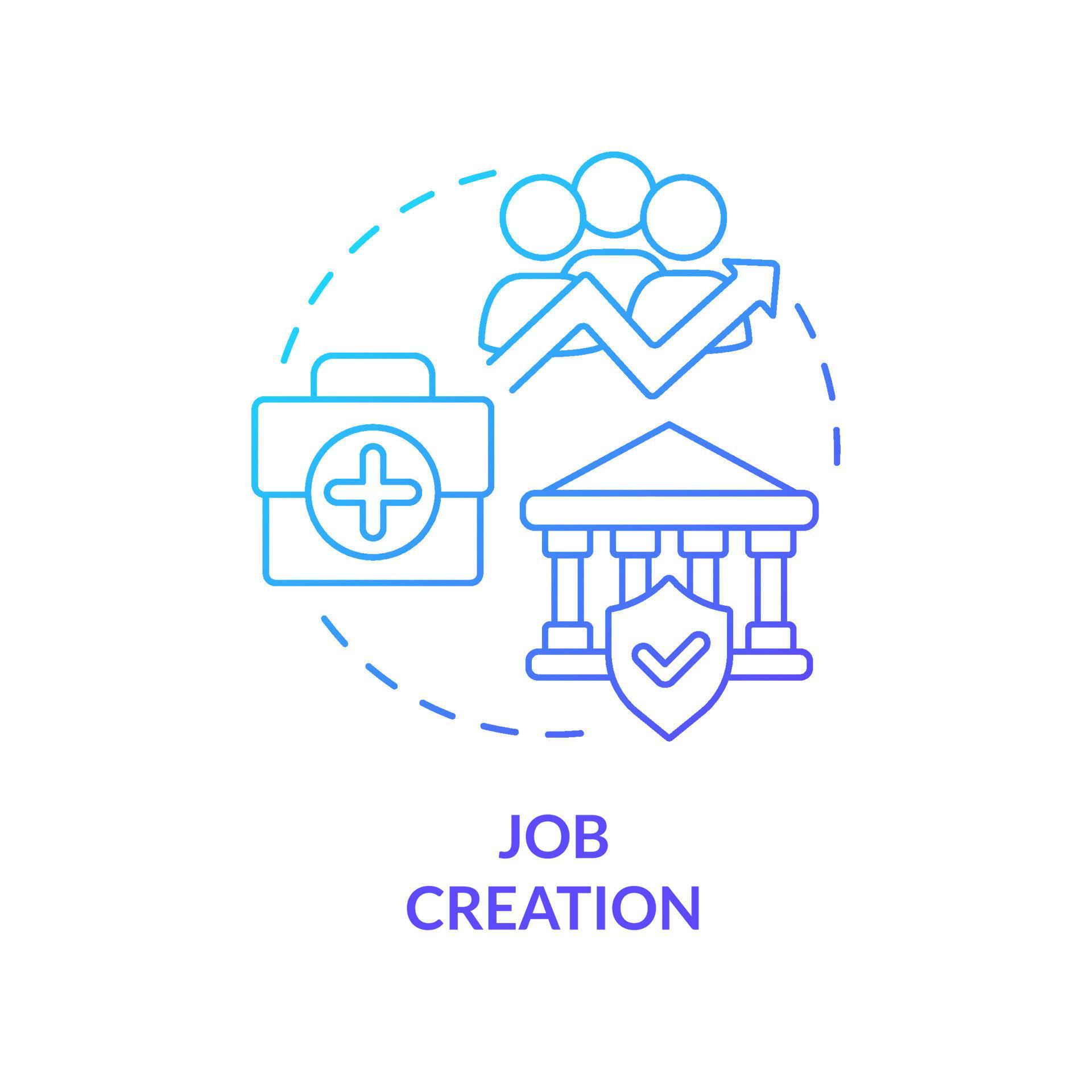 Job creation blue gradient concept icon. Development strategy. Heritage conservation policy ...