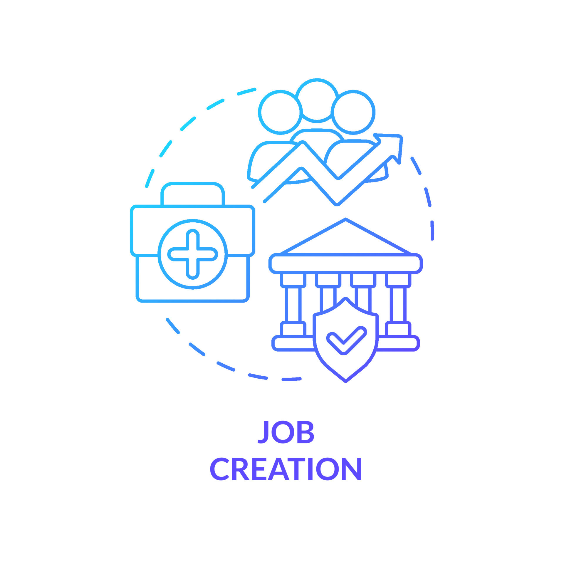 Job Creation Blue Gradient Concept Icon Development Strategy Heritage Conservation Policy