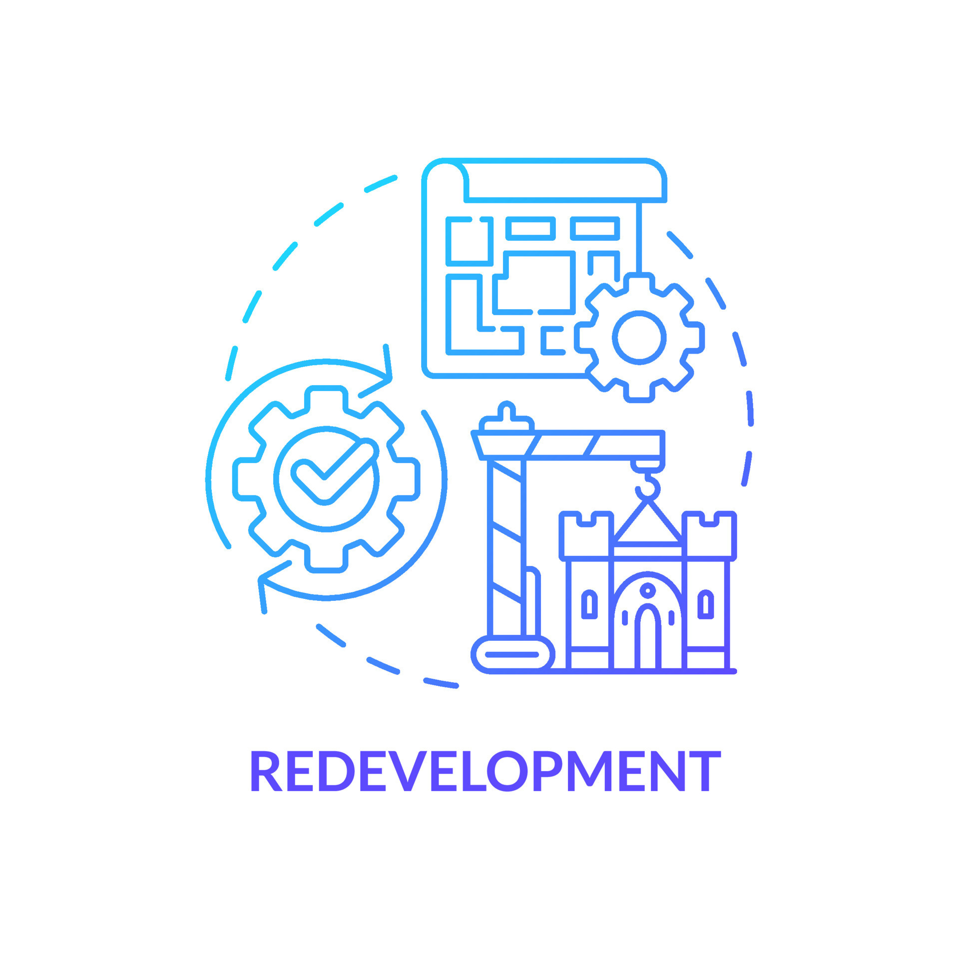 Redevelopment Blue Gradient Concept Icon Urban Architecture Cultural Heritage Preservation