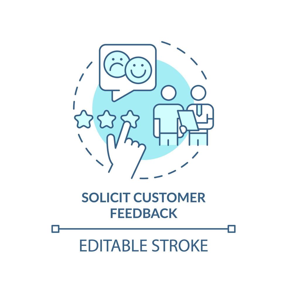 Solicit customer feedback turquoise concept icon. Identifying customer needs abstract idea thin ...