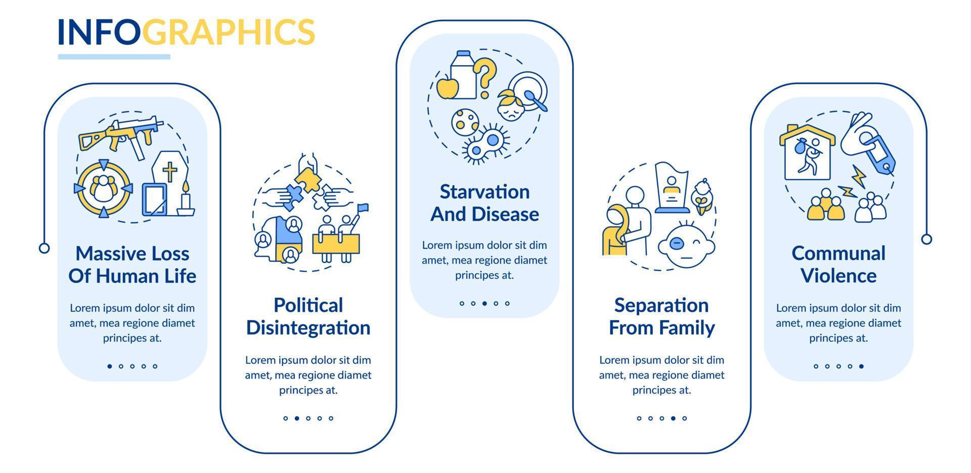 Armed Hostilities Results Rectangle Infographic Template Separation Data Visualization With 5