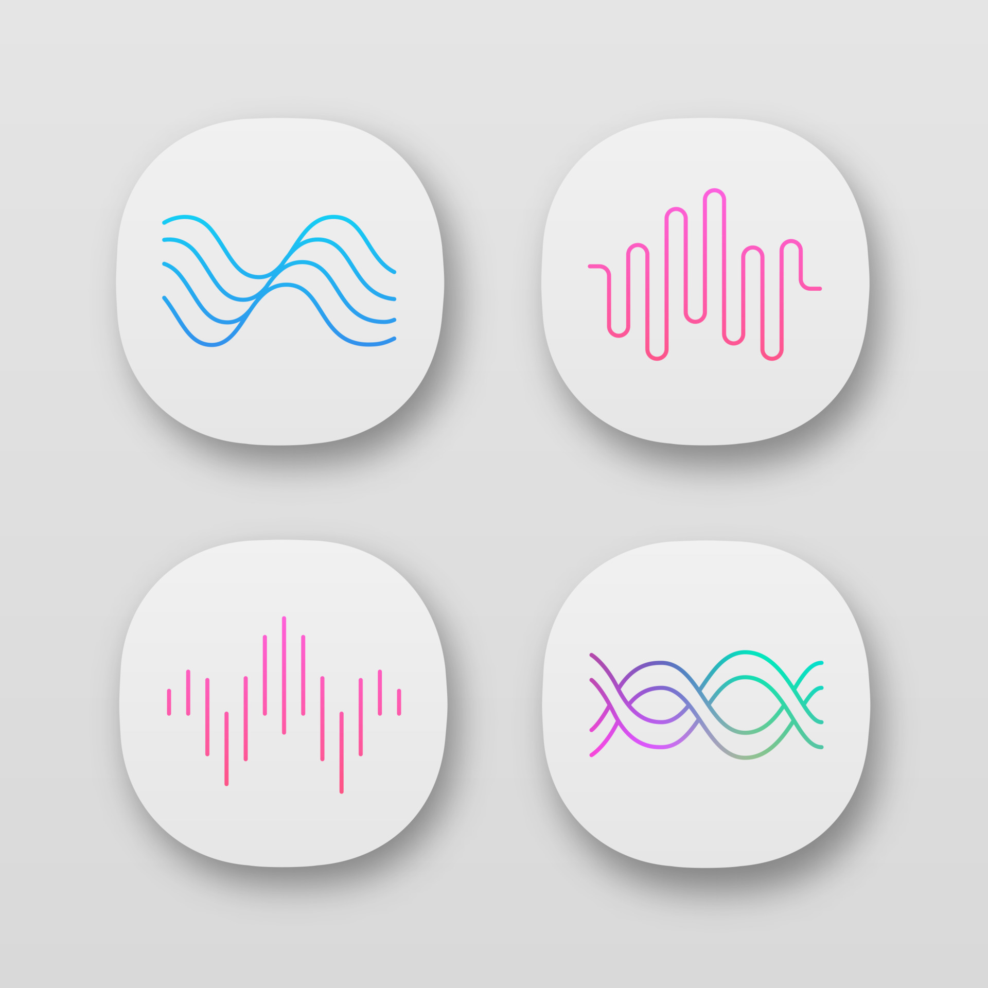Sound Waves App Icons Set Uiux User Interface Audio Waves Sound Voice Recording Music