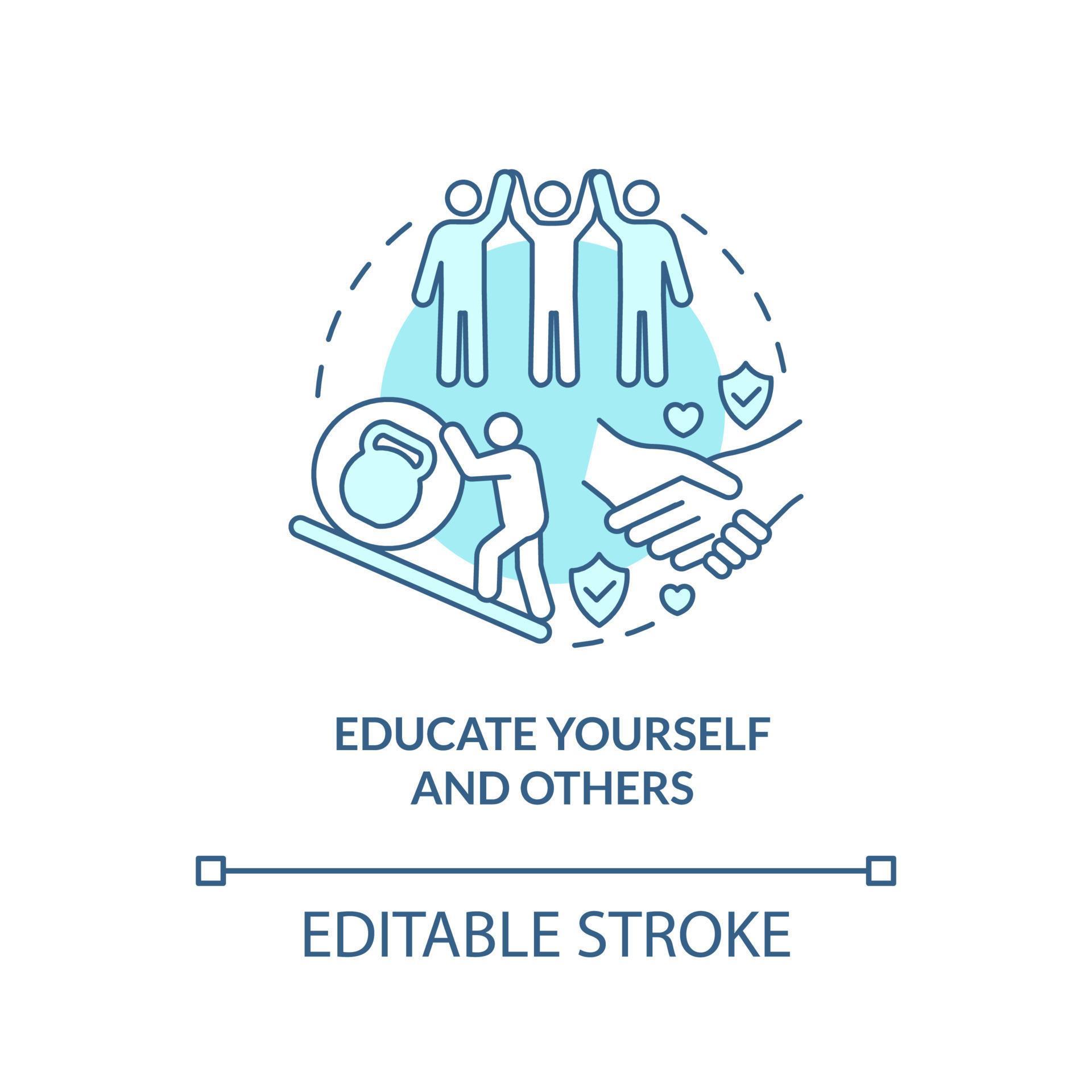 Educate yourself and others turquoise concept icon. Learn problem. Coping with PTSD abstract ...