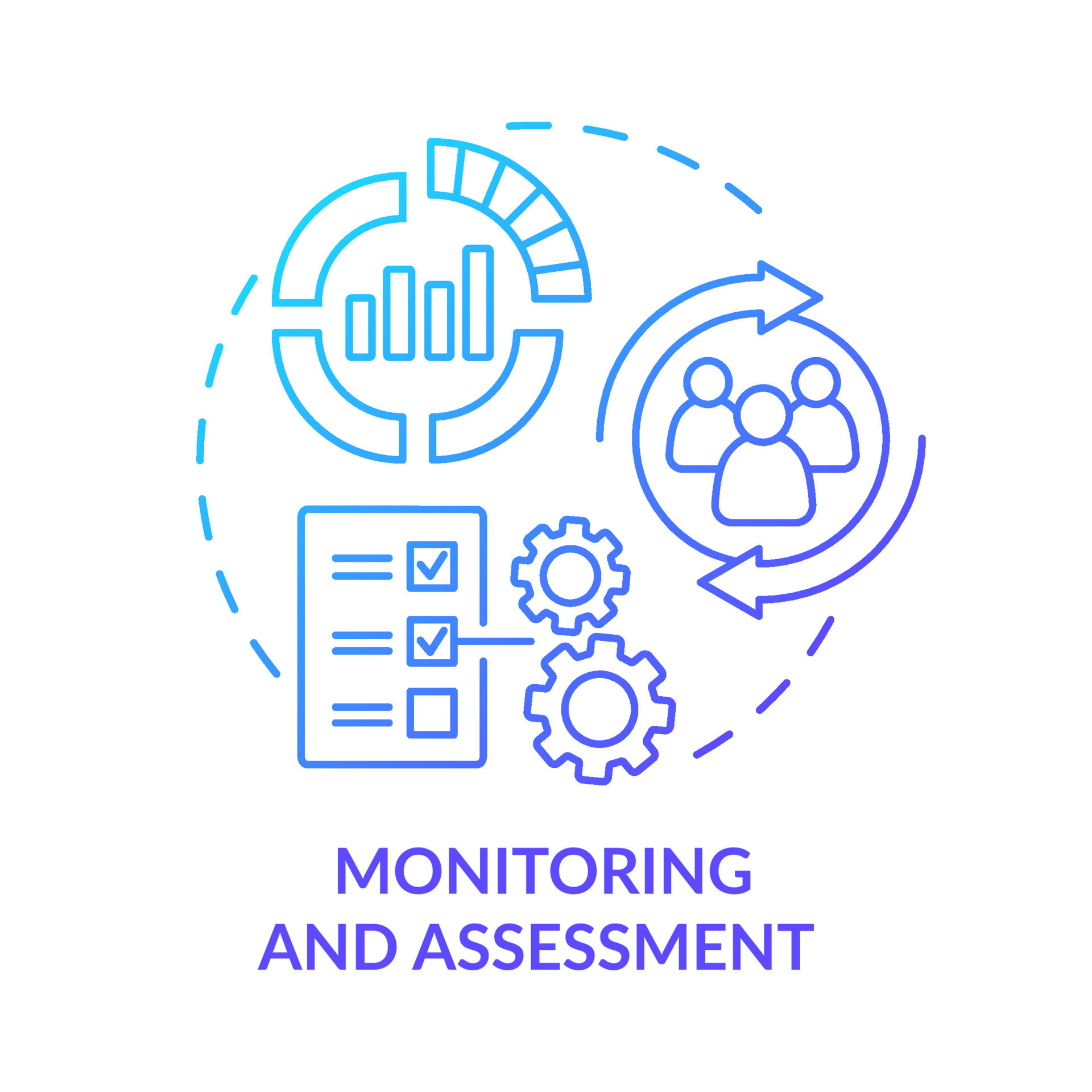 Monitoring And Assessment Blue Gradient Concept Icon Evaluate Progress