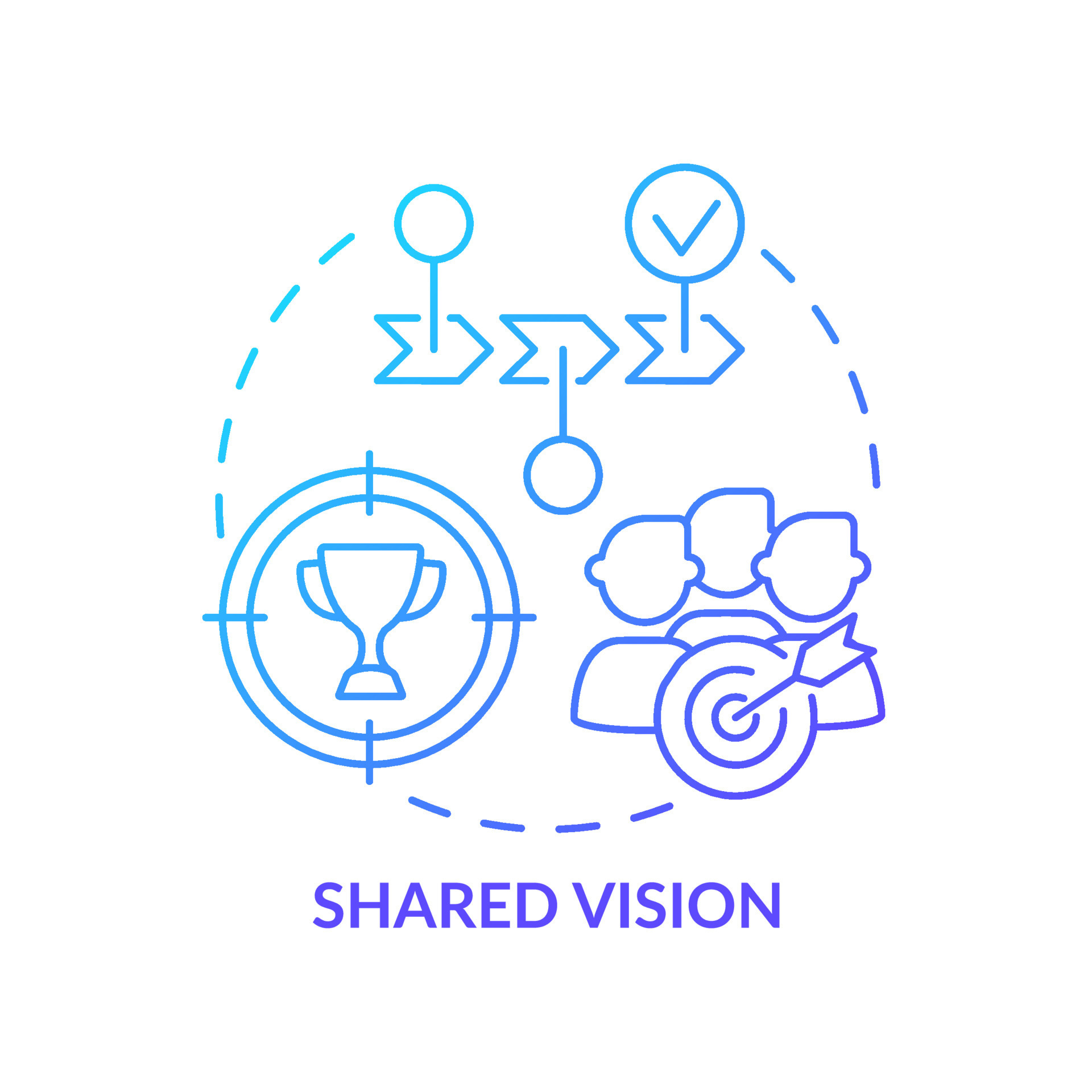 Shared vision blue gradient concept icon. Common goals and opinion. Social planning. ILAP ...