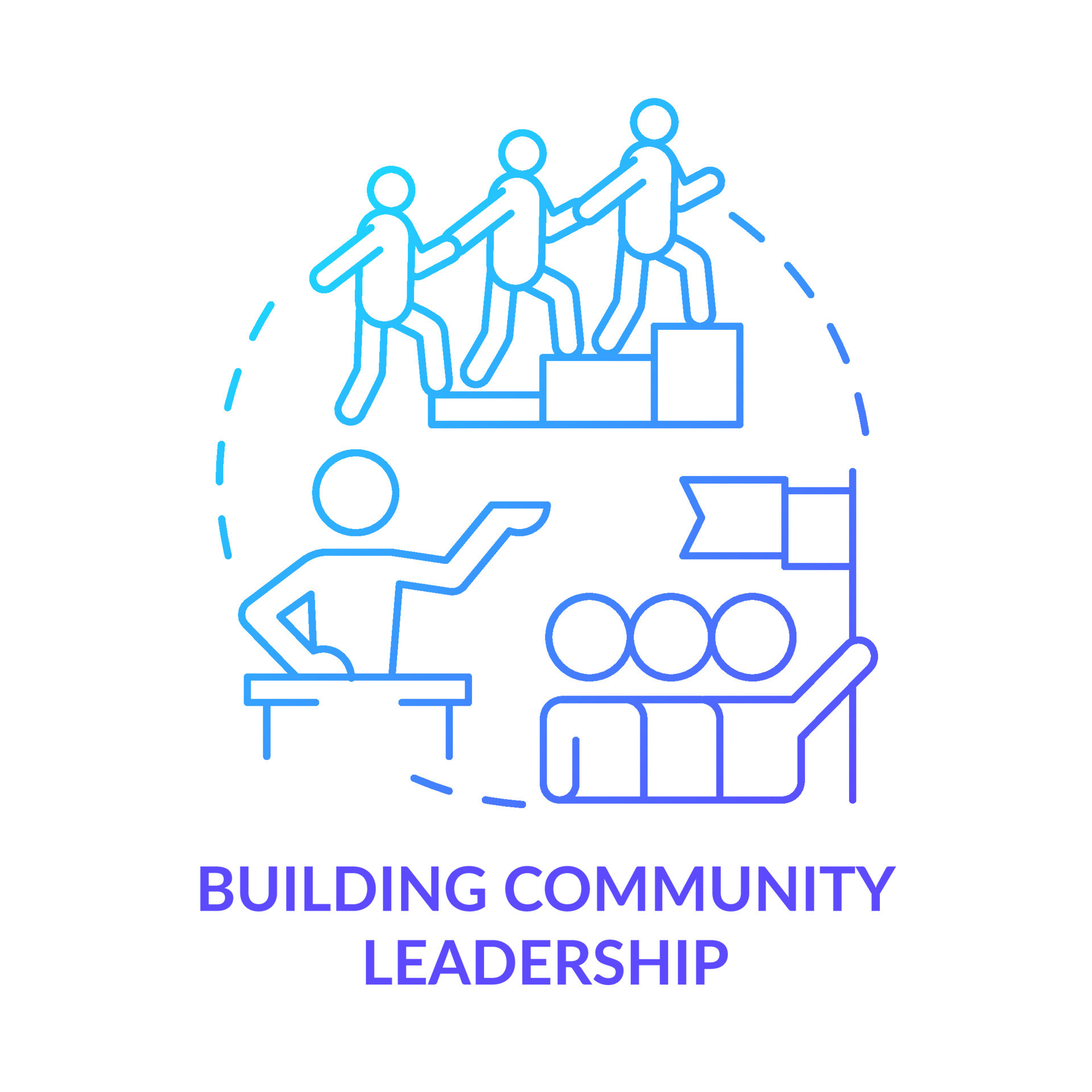 Building community leadership blue gradient concept icon. Social ...