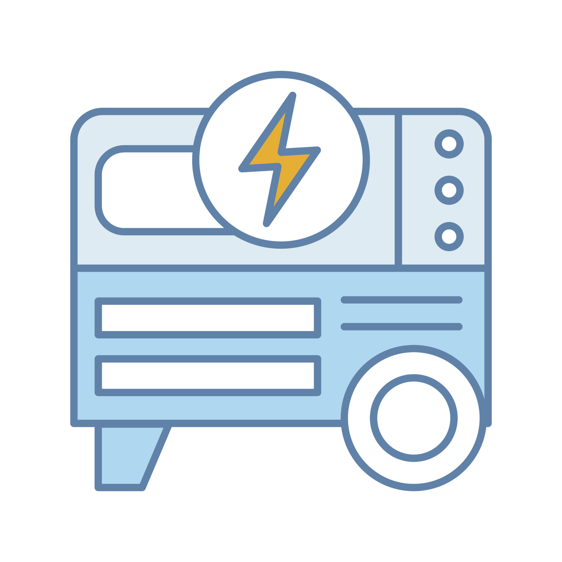 Portable Power Generator Color Icon Home Electric Generator Isolated Vector Illustration