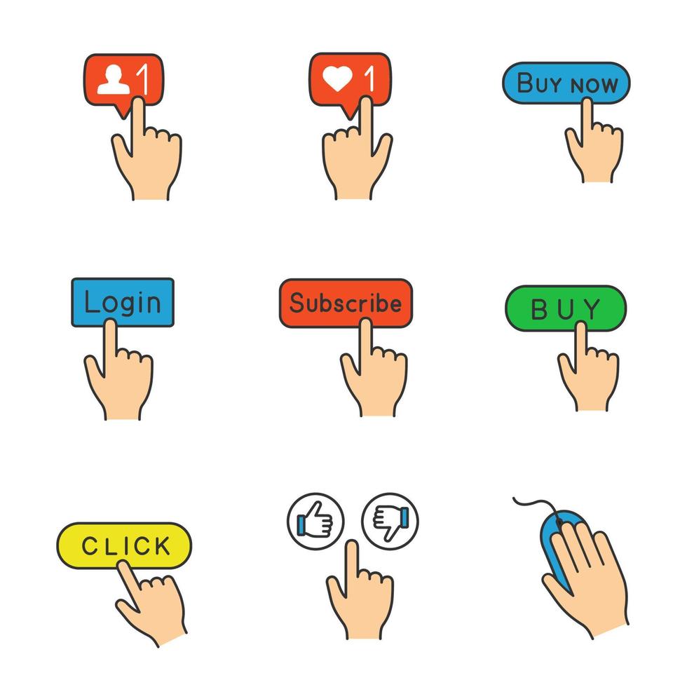 App Buttons Color Icons Set Click New Follower Likes Counter Buy