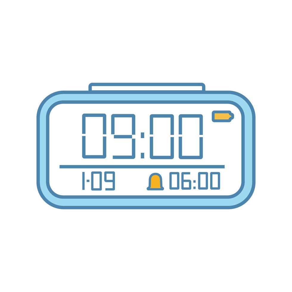 Digital alarm clock color icon. Electronic clock. Digital alarm watch ...