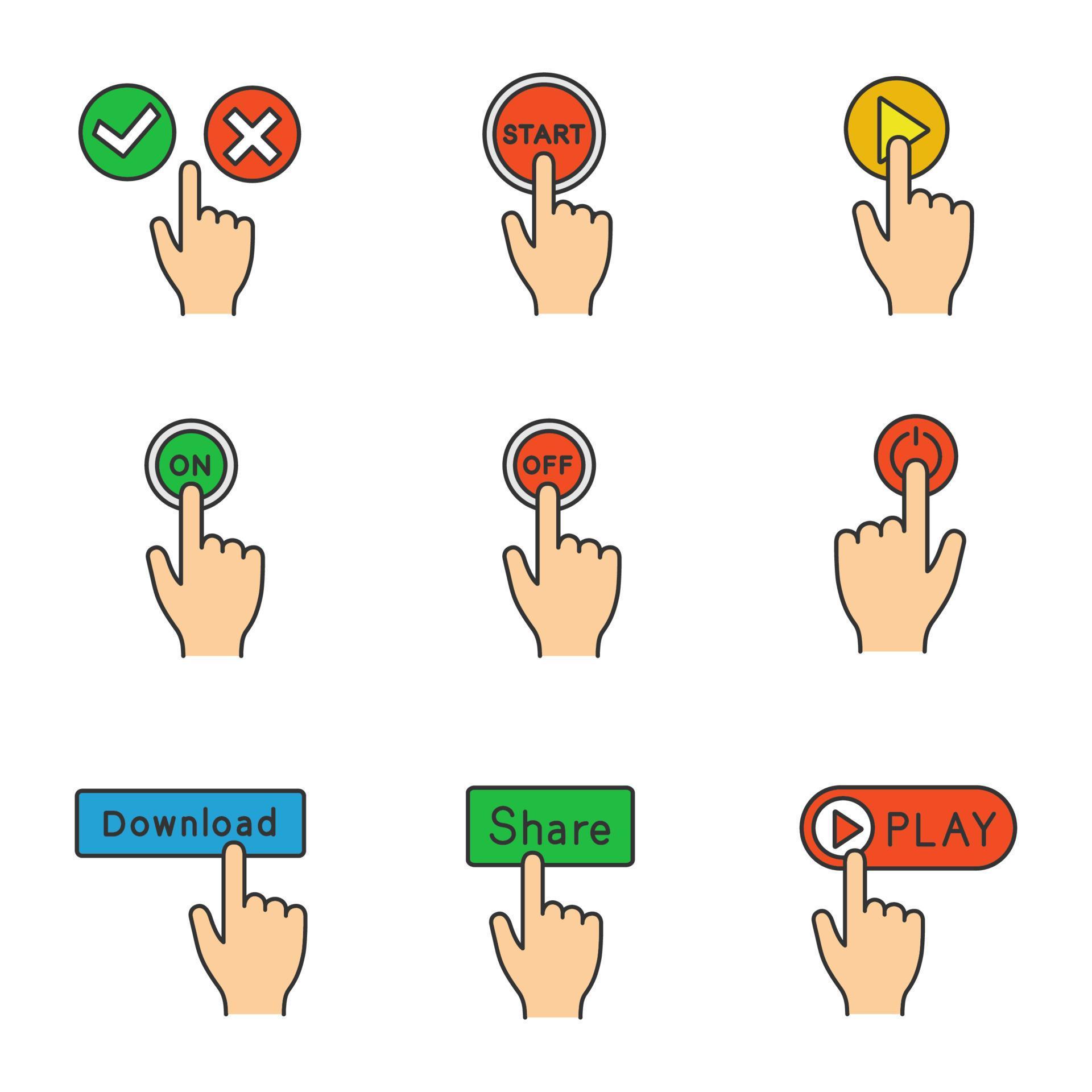 App Buttons Color Icons Set Accept And Decline Start Play Turn On