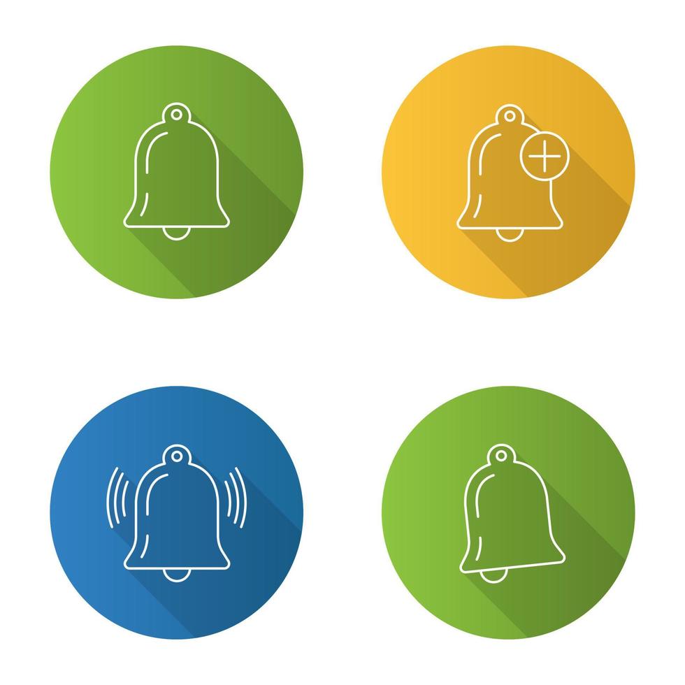 Ui Ux Flat Linear Long Shadow Icons Set Modes Of Notifications