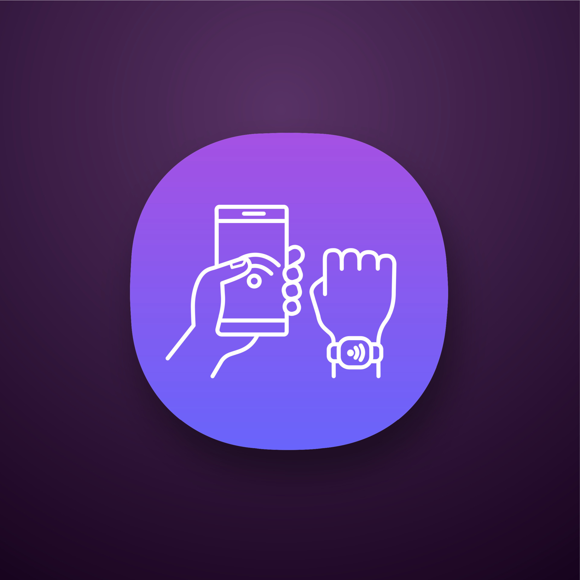 Nfc Bracelet Connected To Smartphone App Icon Nfc Phone With