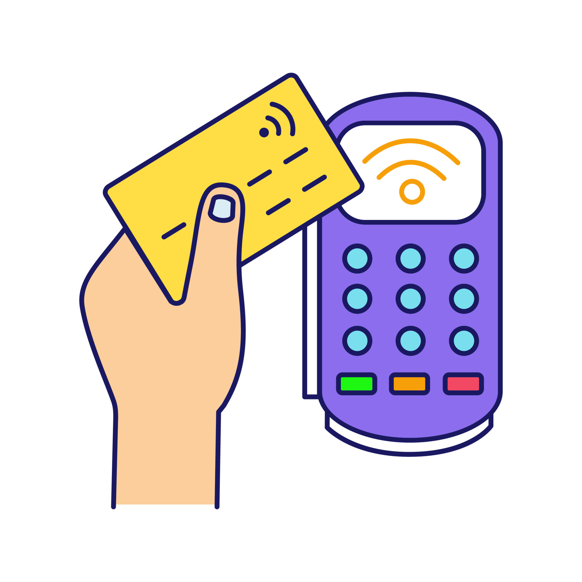 Payment terminal color icon. POS terminal. NFC payment. Contactless ... Payment terminal color icon. POS terminal. NFC payment. Contactless ...