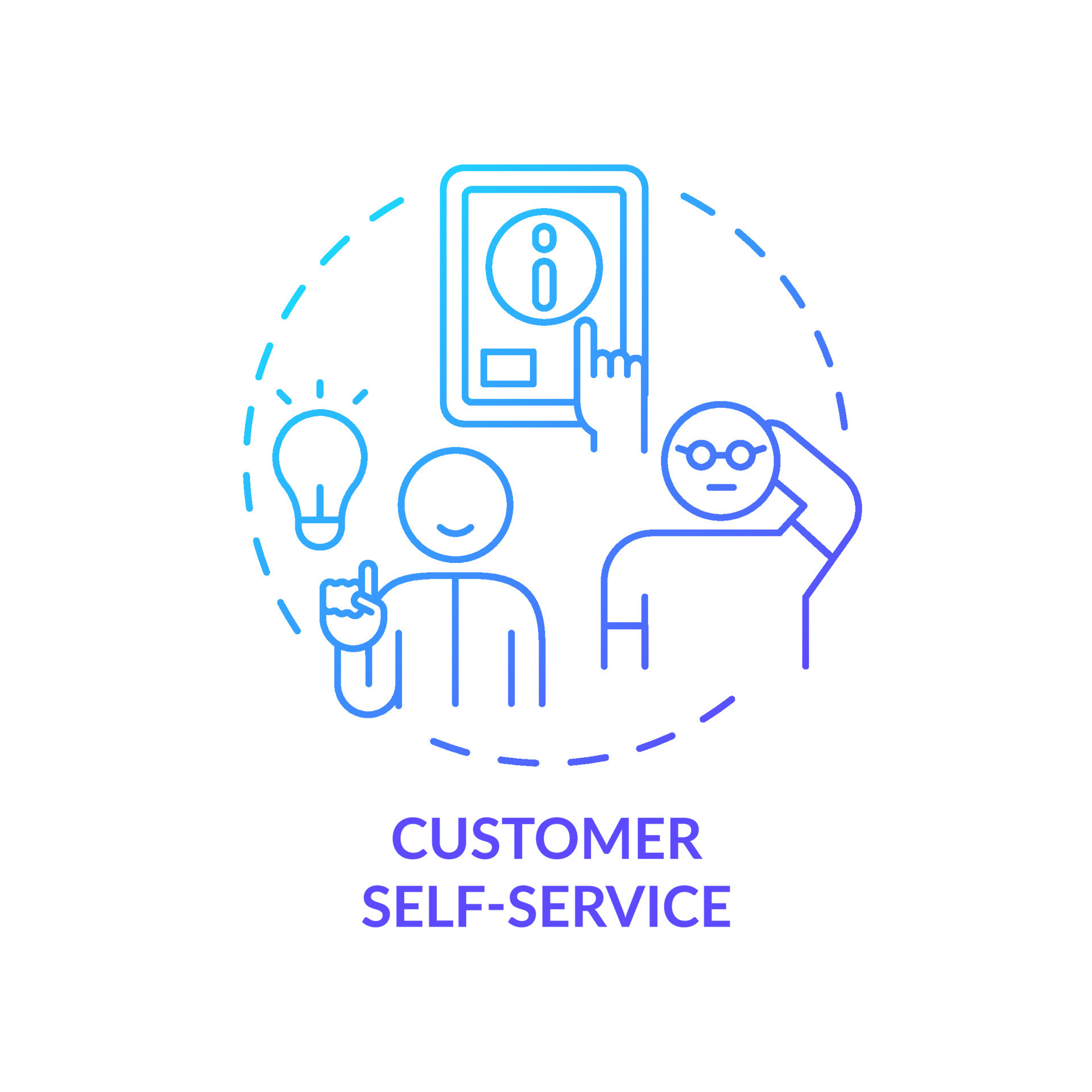 Customer self service blue gradient concept icon. Information source ...