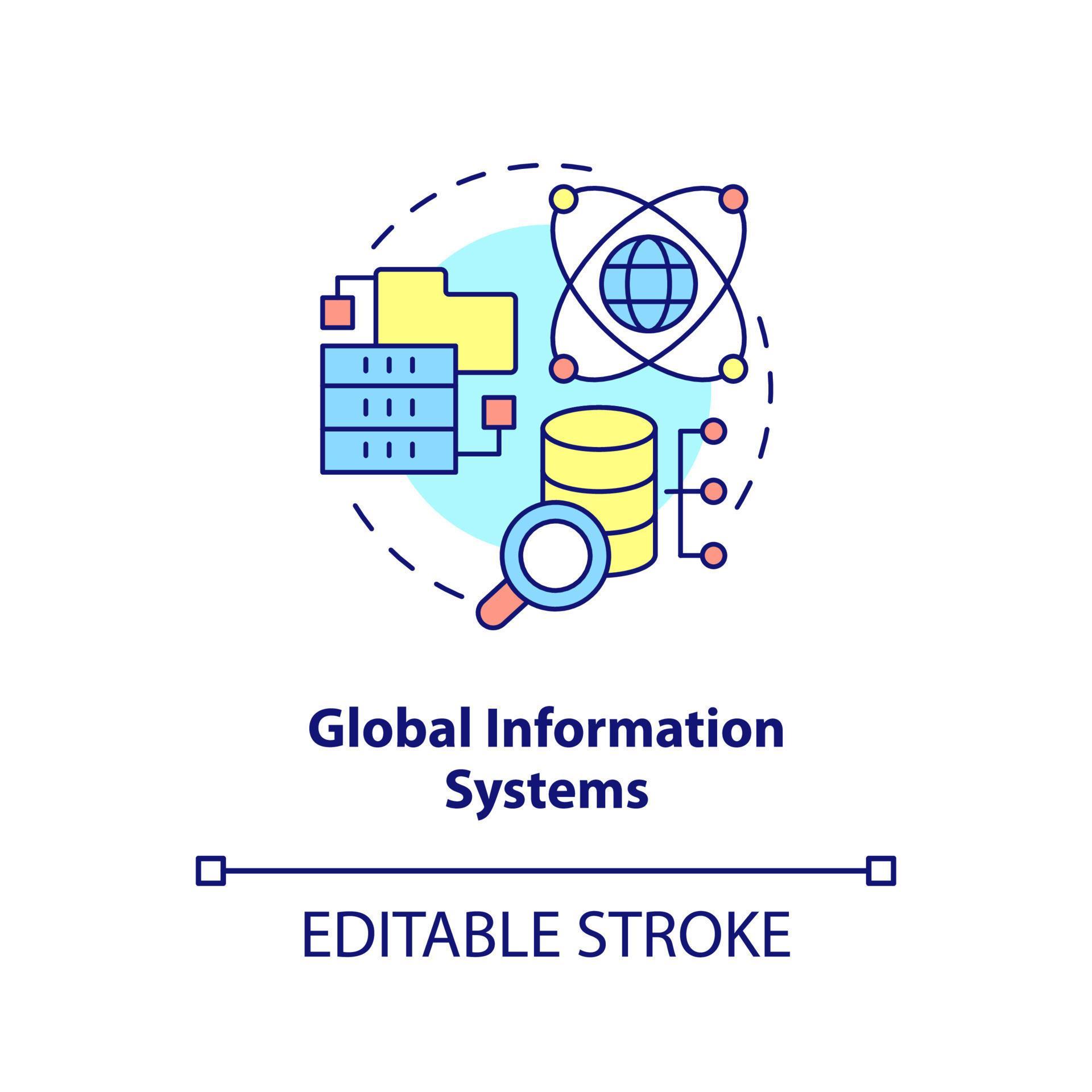 Global information systems concept icon. Storing and analyzing data ...