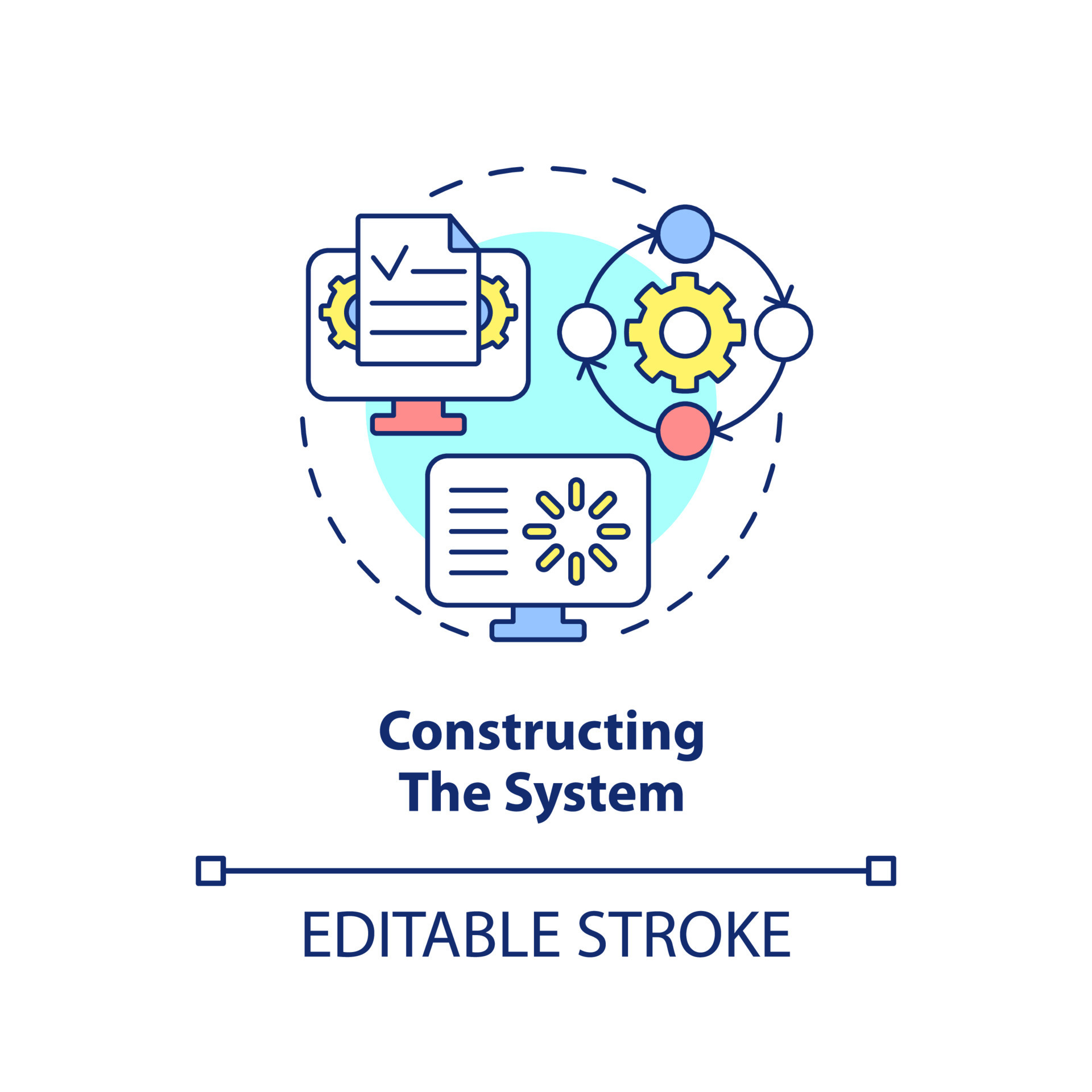 Constructing system concept icon. Data system development abstract idea ...