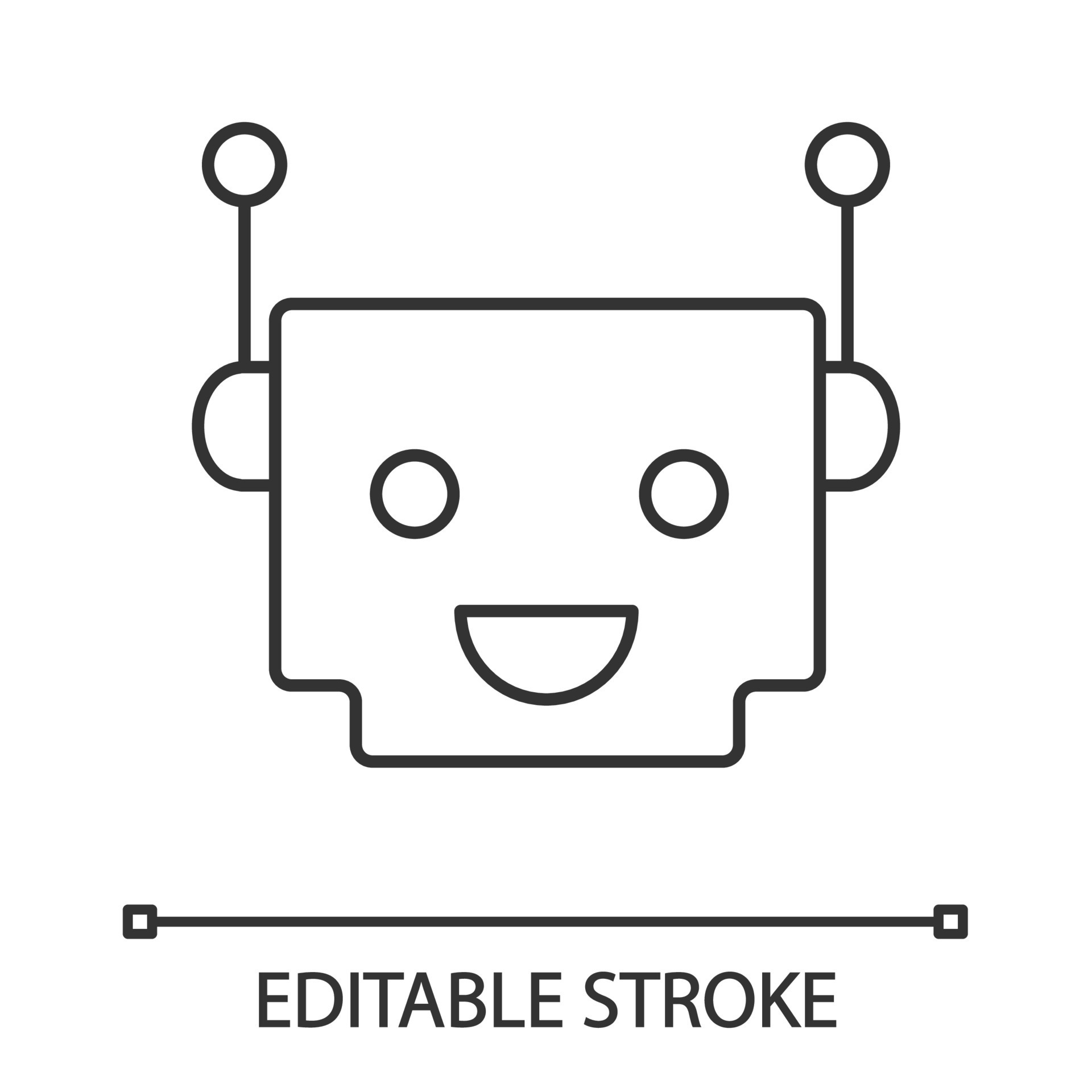Chatbot Linear Icon Thin Line Illustration Modern Robot Square Head Laughing Chat Bot