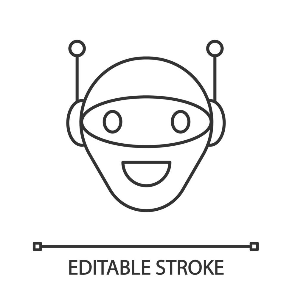 Chatbot Linear Icon Thin Line Illustration Talkbot Modern Robot Android Laughing Chat Bot