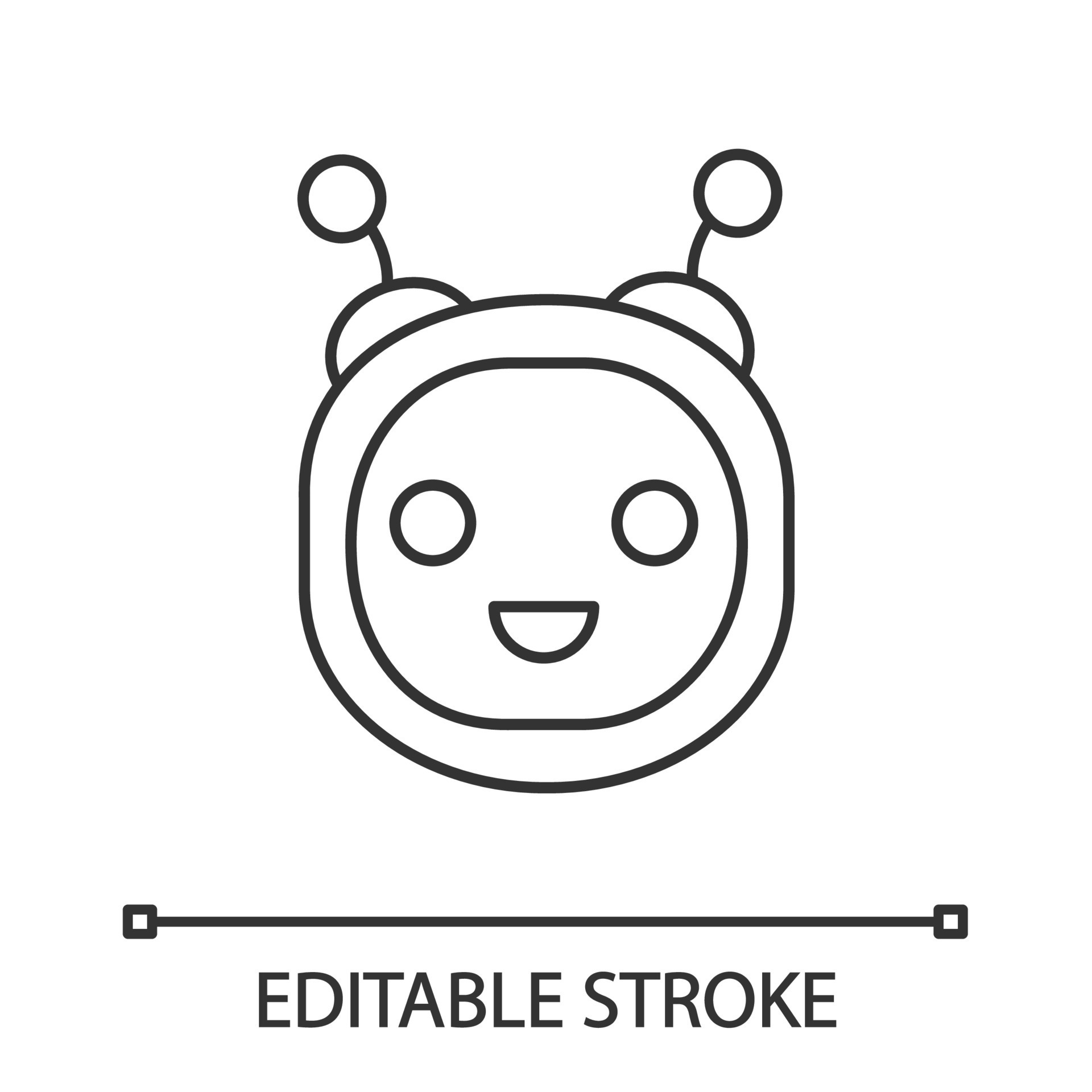 Chatbot Linear Icon Thin Line Illustration Modern Robot Round Head Laughing Chat Bot Virtual