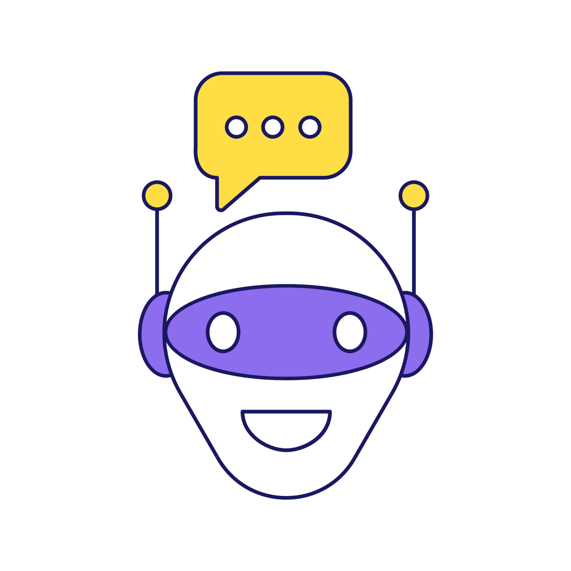 Chat Bot Color Icon Robot Virtual Assistant Artificial Intelligence Isolated Vector