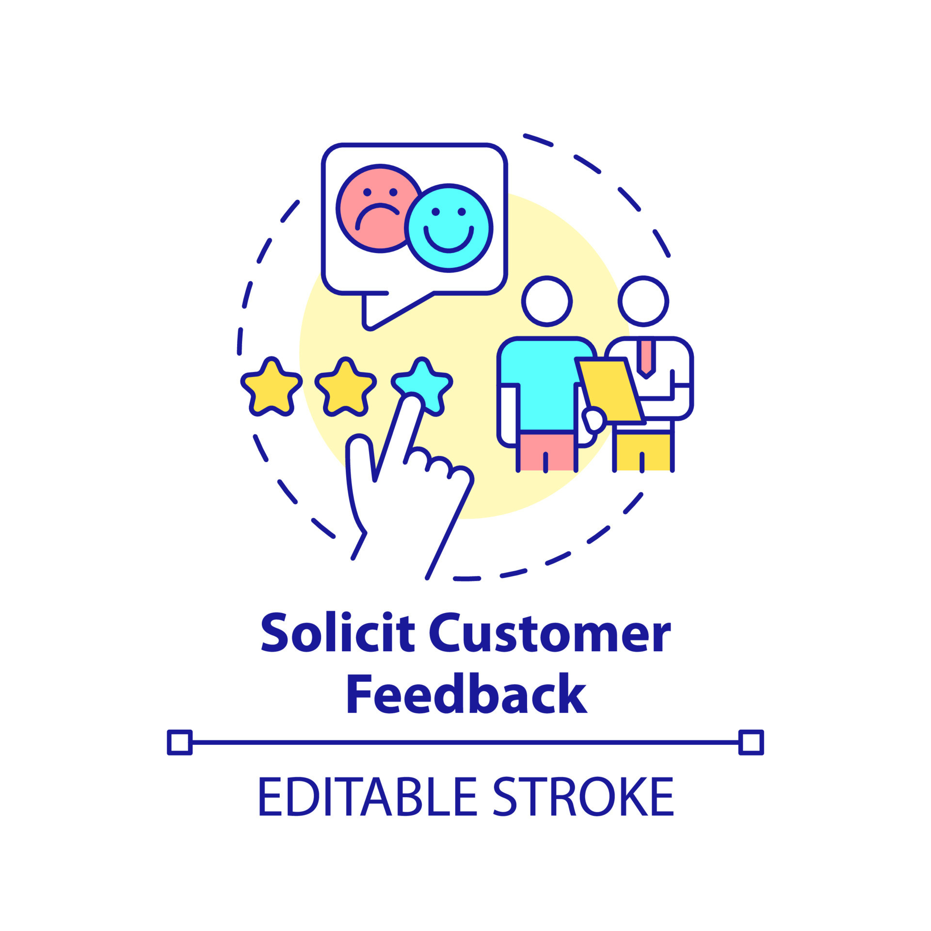 Solicit customer feedback concept icon. Identifying customer needs abstract idea thin line ...