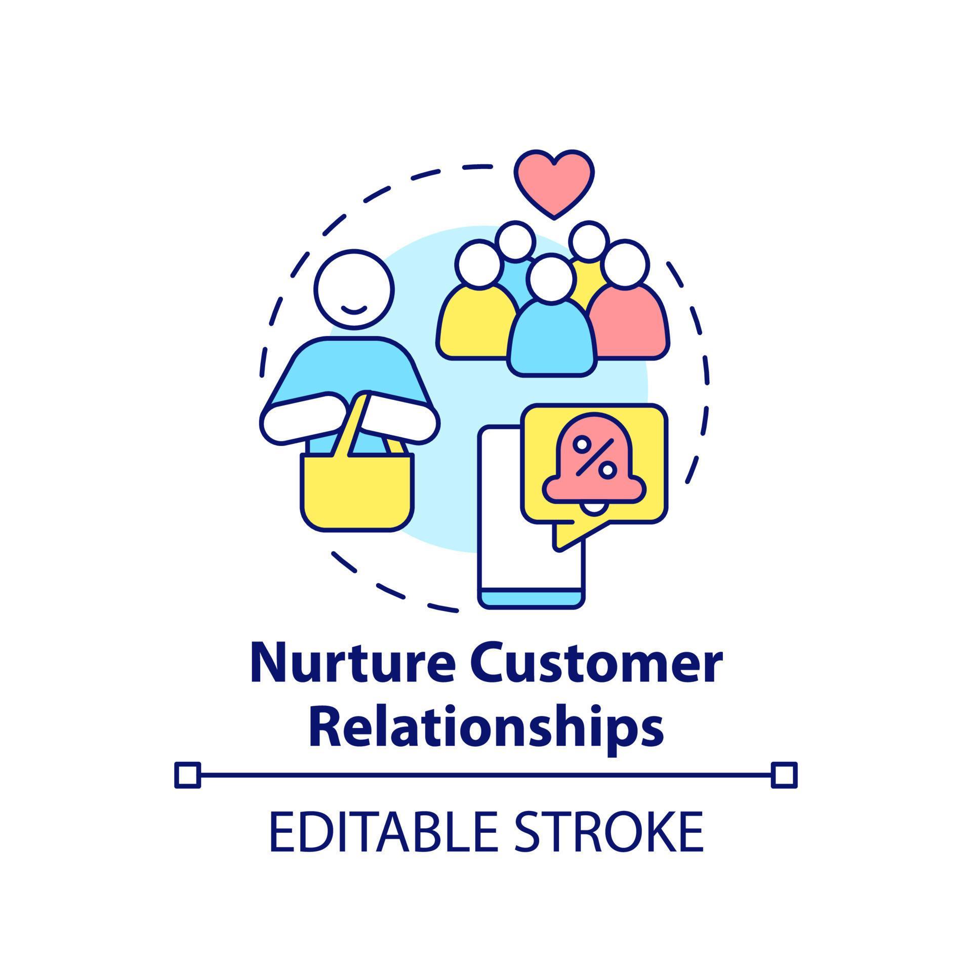 Nurture customer relationships concept icon. Solving for customer needs abstract idea thin line ...