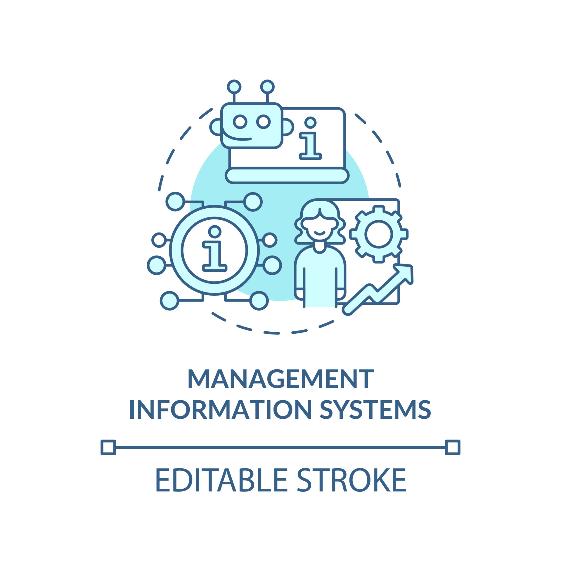 Management information systems turquoise concept icon. Improve business performance abstract ...
