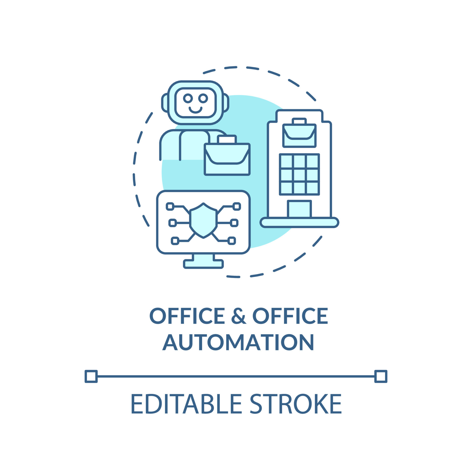 Office And Office Automation Turquoise Concept Icon Information Systems Kind Abstract Idea Thin