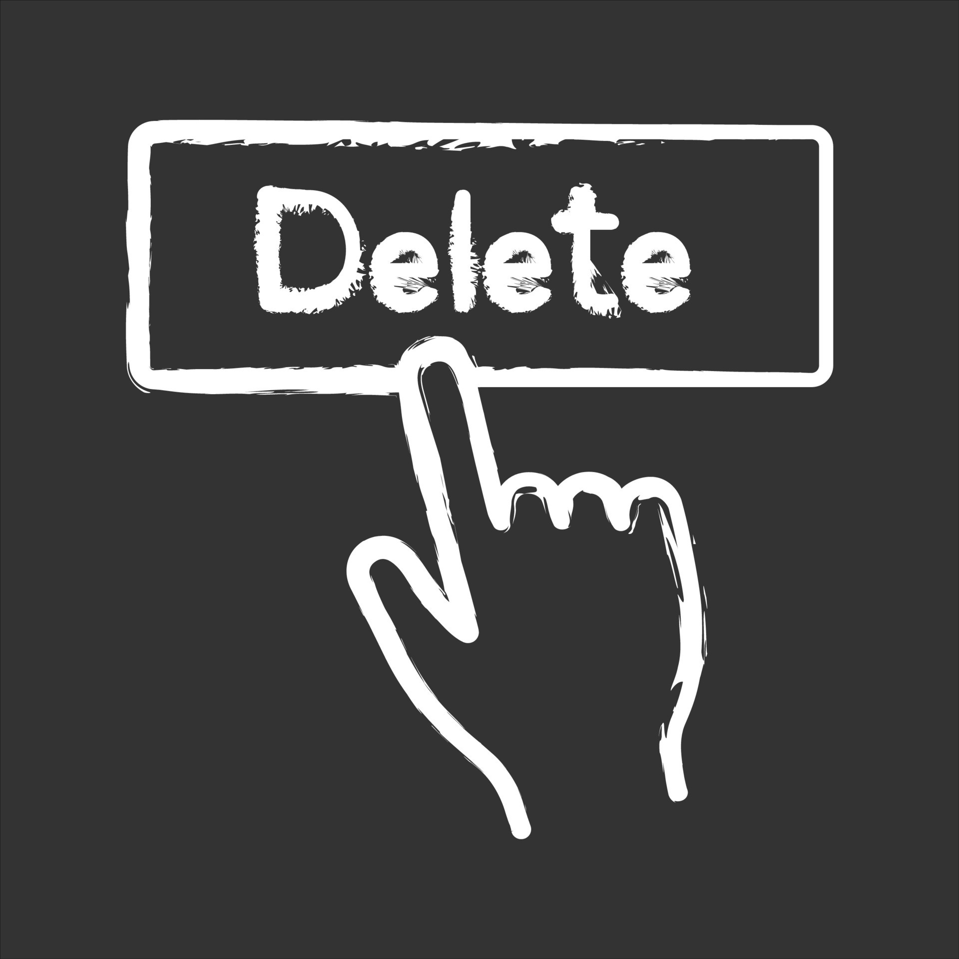 Delete Button Click Chalk Icon Del Hand Pressing Button Isolated
