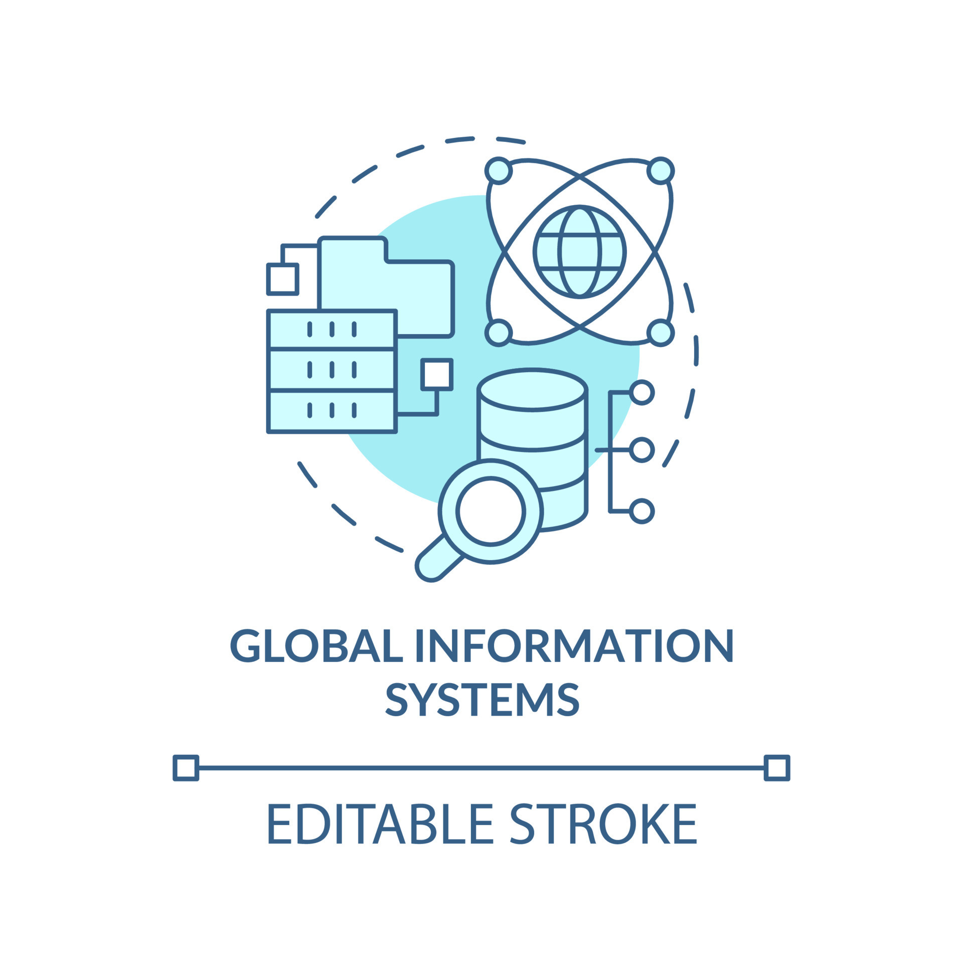 Global Information Systems Turquoise Concept Icon Storing And Analyzing Data Abstract Idea Thin