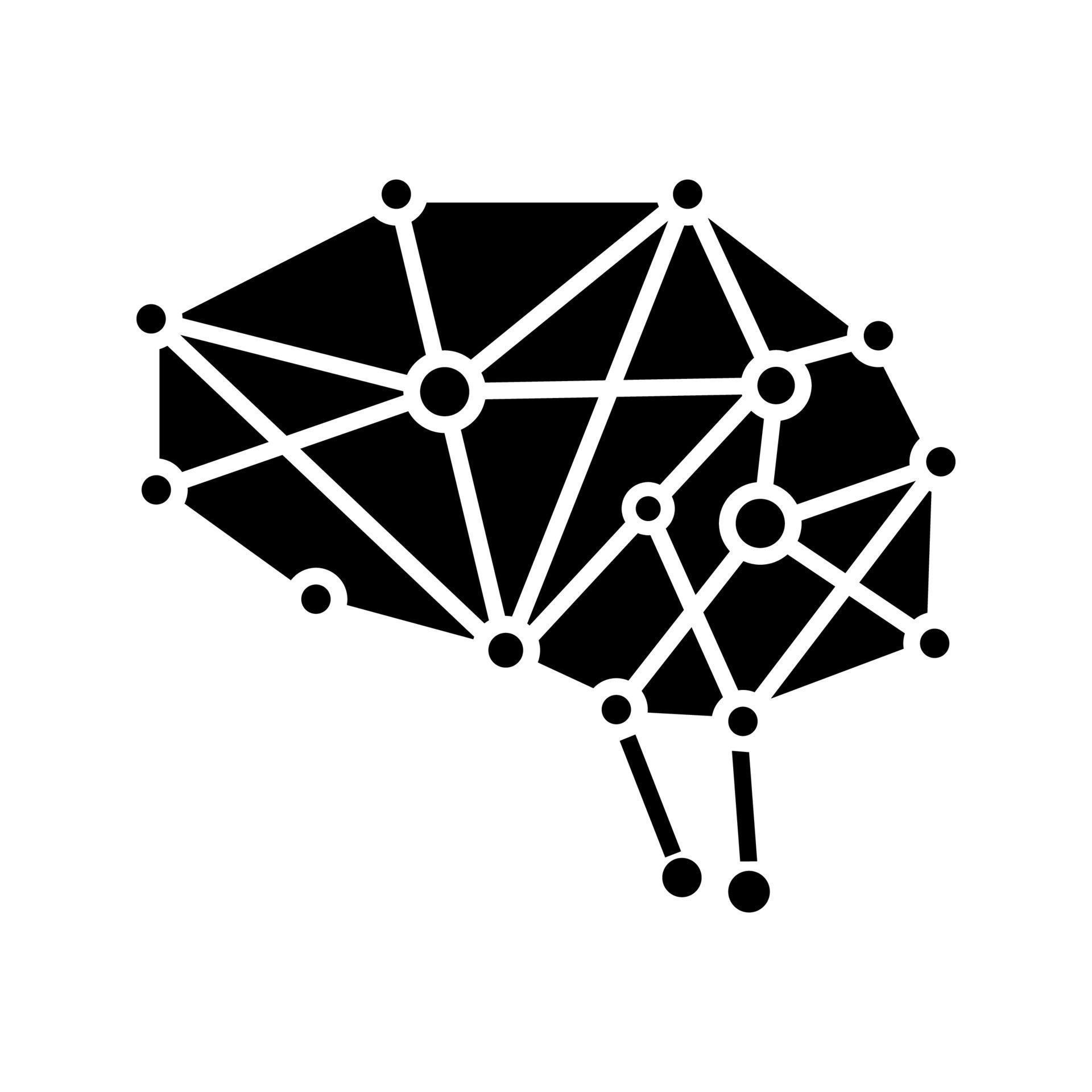 Artificial intelligence glyph icon. Silhouette symbol. Neural network ...