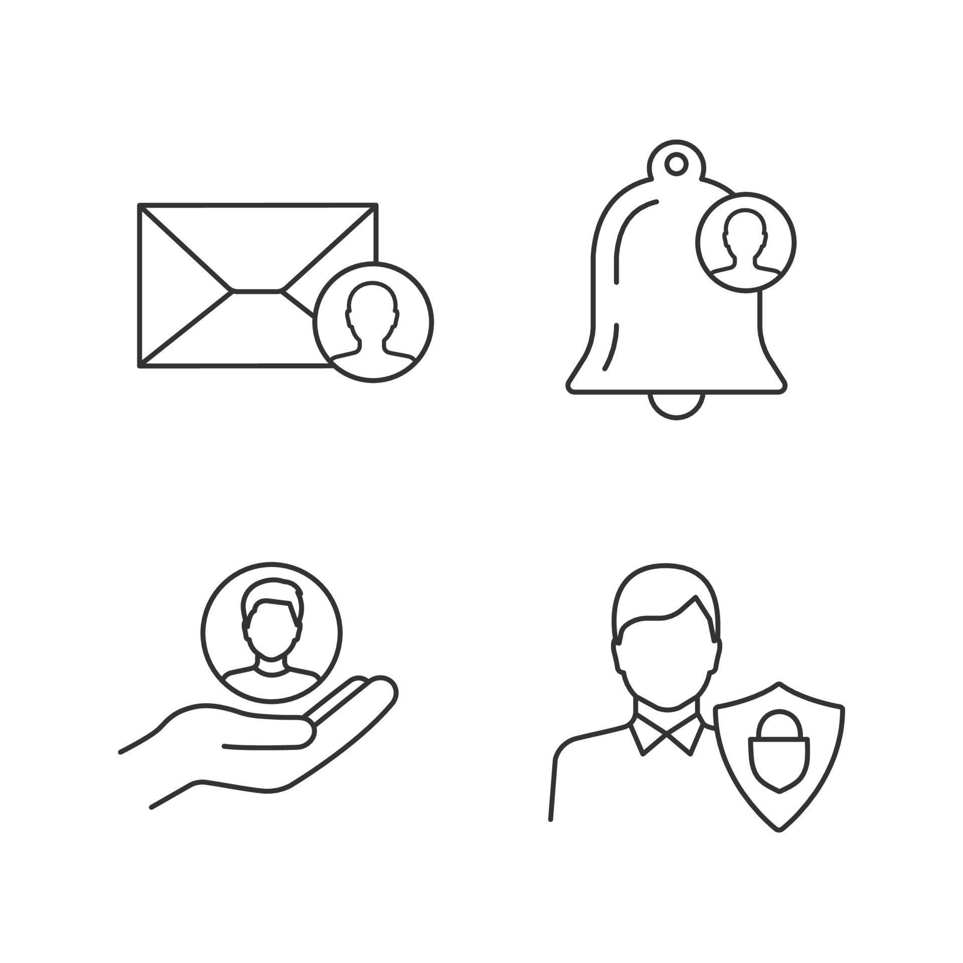 Customer Retention And Loyalty Linear Icons Set Email Targeting Customer Notification Clients