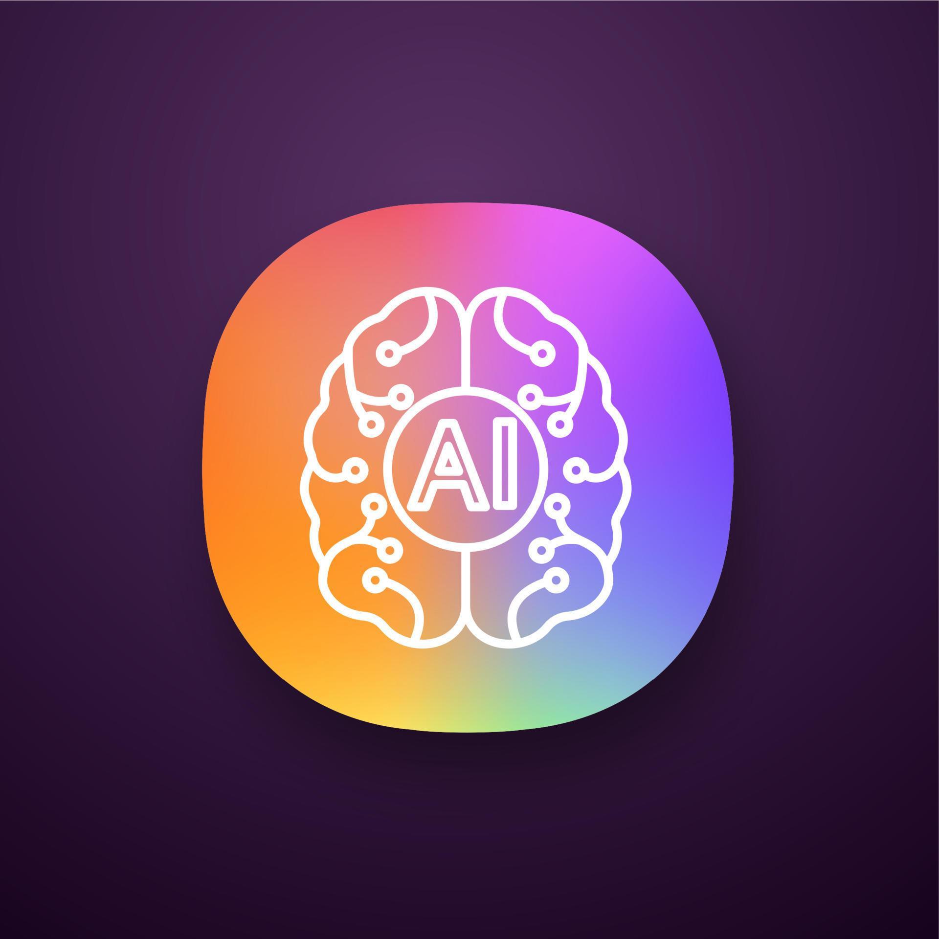 Artificial Intelligence App Icon Ui Ux User Interface Digital Brain