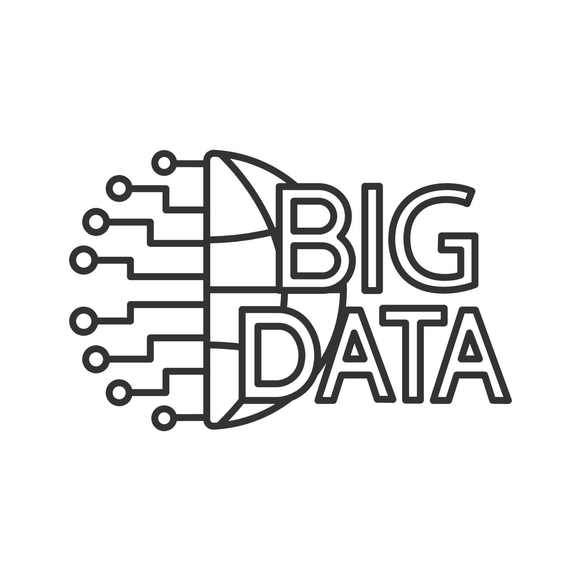 Big Data Linear Icon Cloud Computing Database Thin Line Illustration