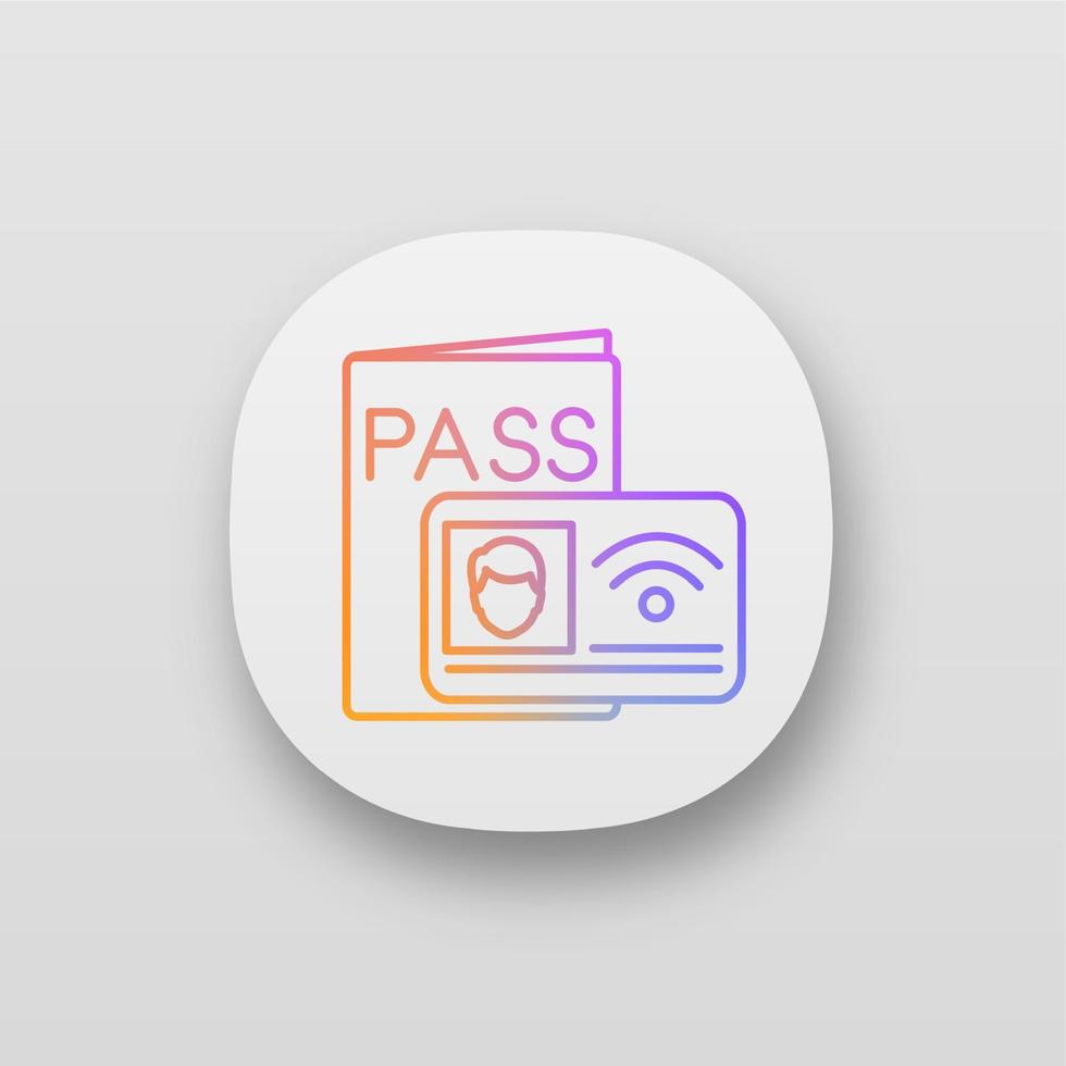 NFC identification system app icon. Near field communication. NFC ID card. Contactless ...