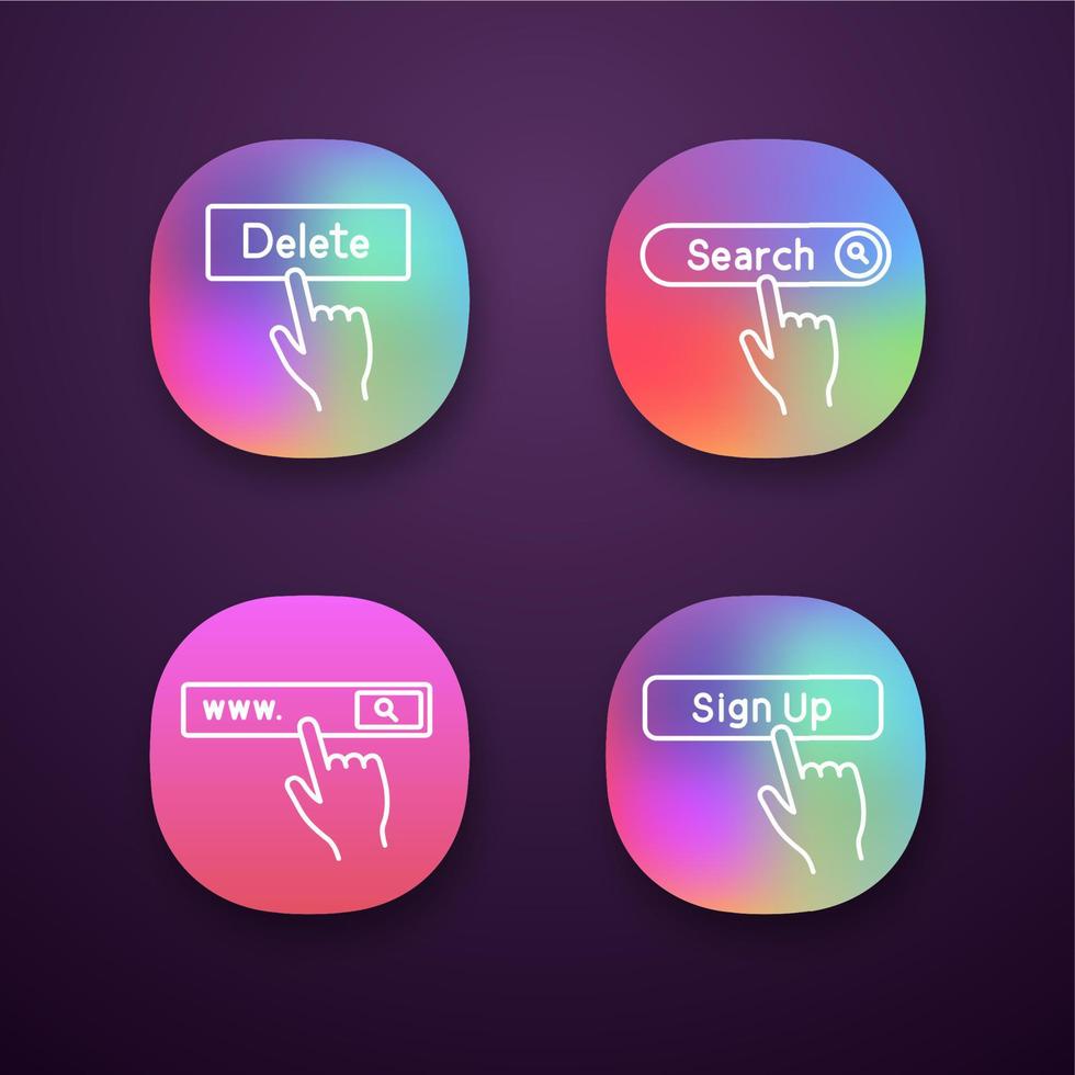 Click App Icons Set Apps Buttons Search Bar Delete Sign Up Ui Ux User Interface Web Or
