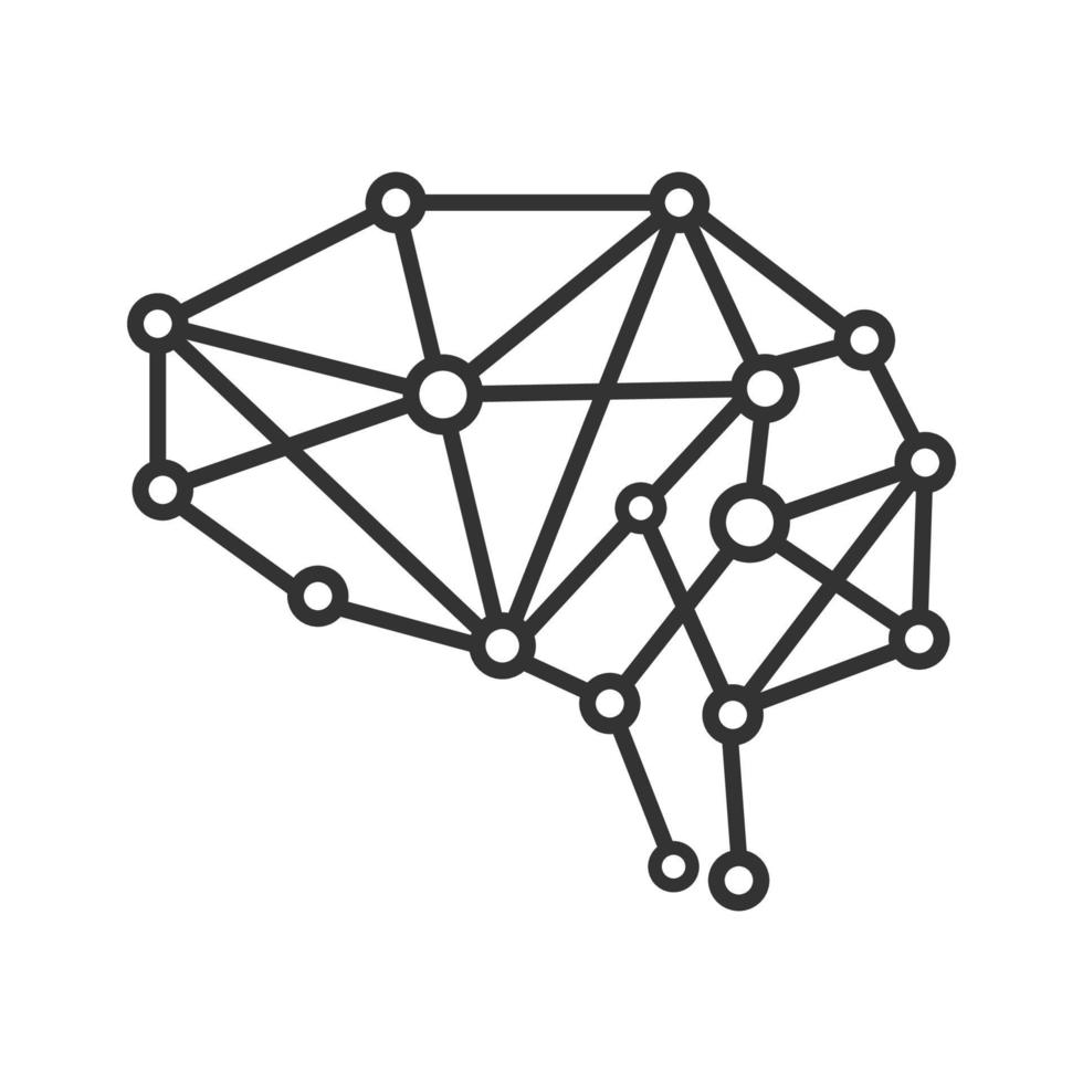 Artificial intelligence linear icon. Neural network. Digital brain. Thin line illustration ...