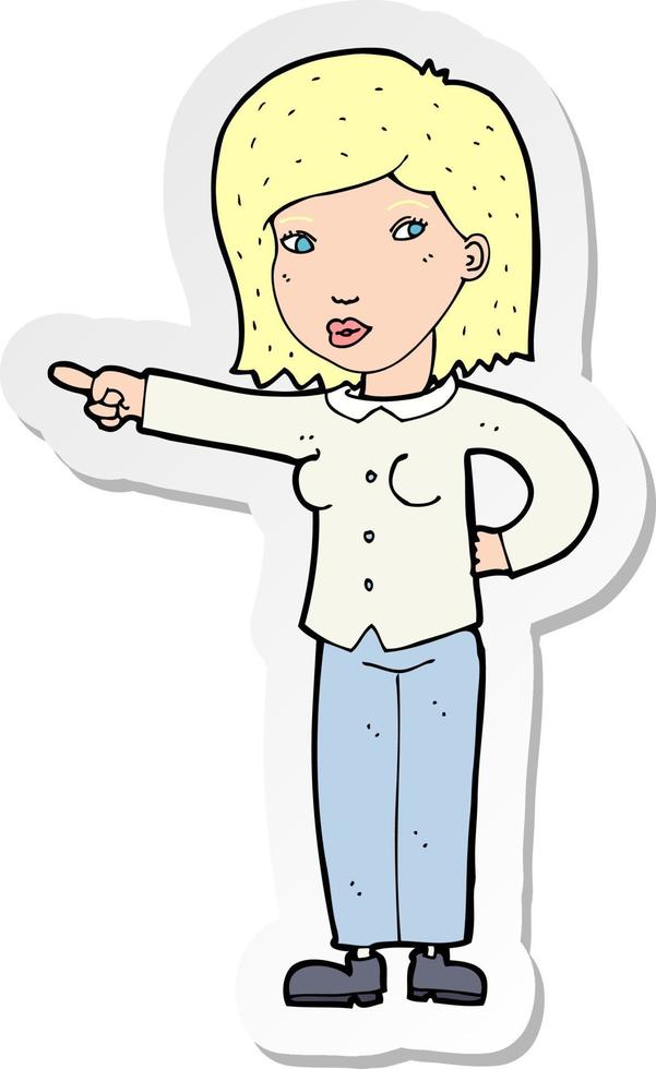 sticker of a cartoon woman pointing 10438984 Vector Art at Vecteezy