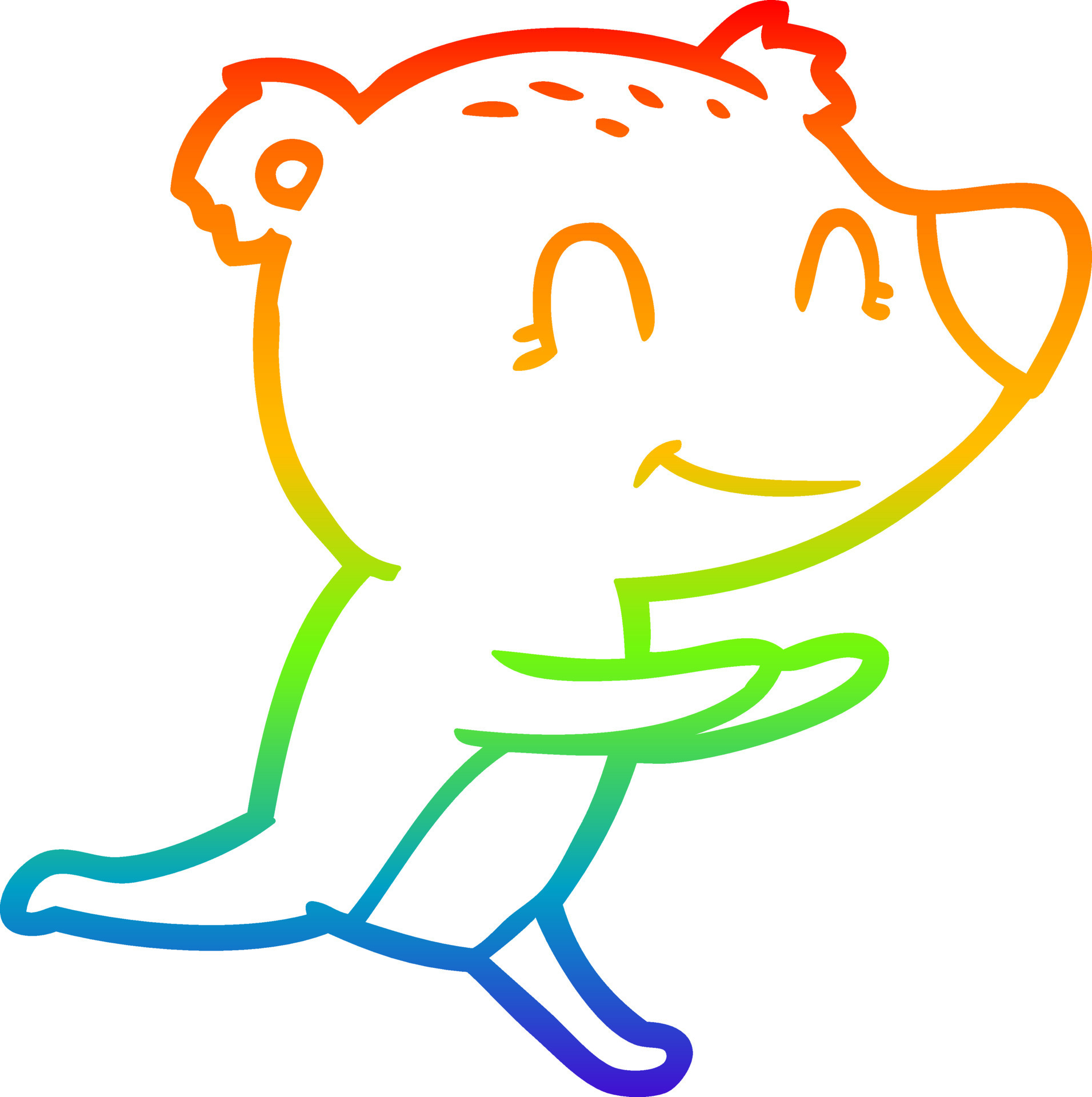 rainbow gradient line drawing running polar bear cartoon 10440863 ...