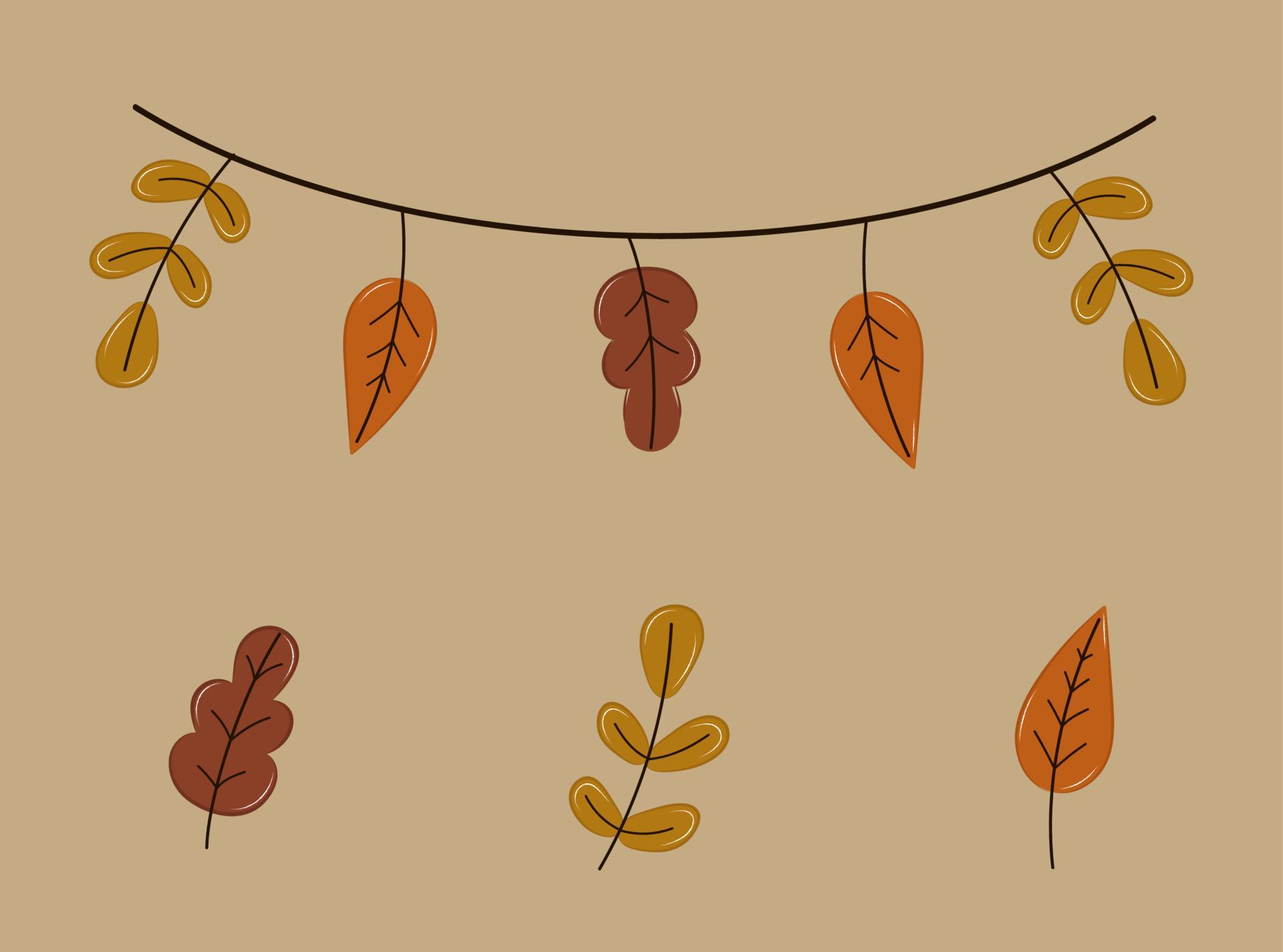 Set of doodle isolated autumn leaves. Collection of hand drawn fallen ...