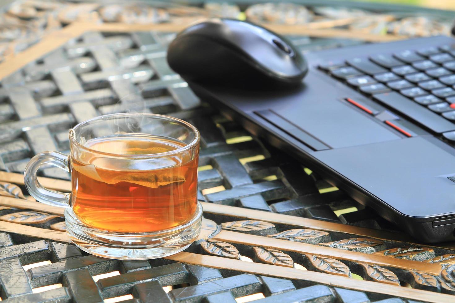 Laptop keyboard and tea cup 10448154 Stock Photo at Vecteezy