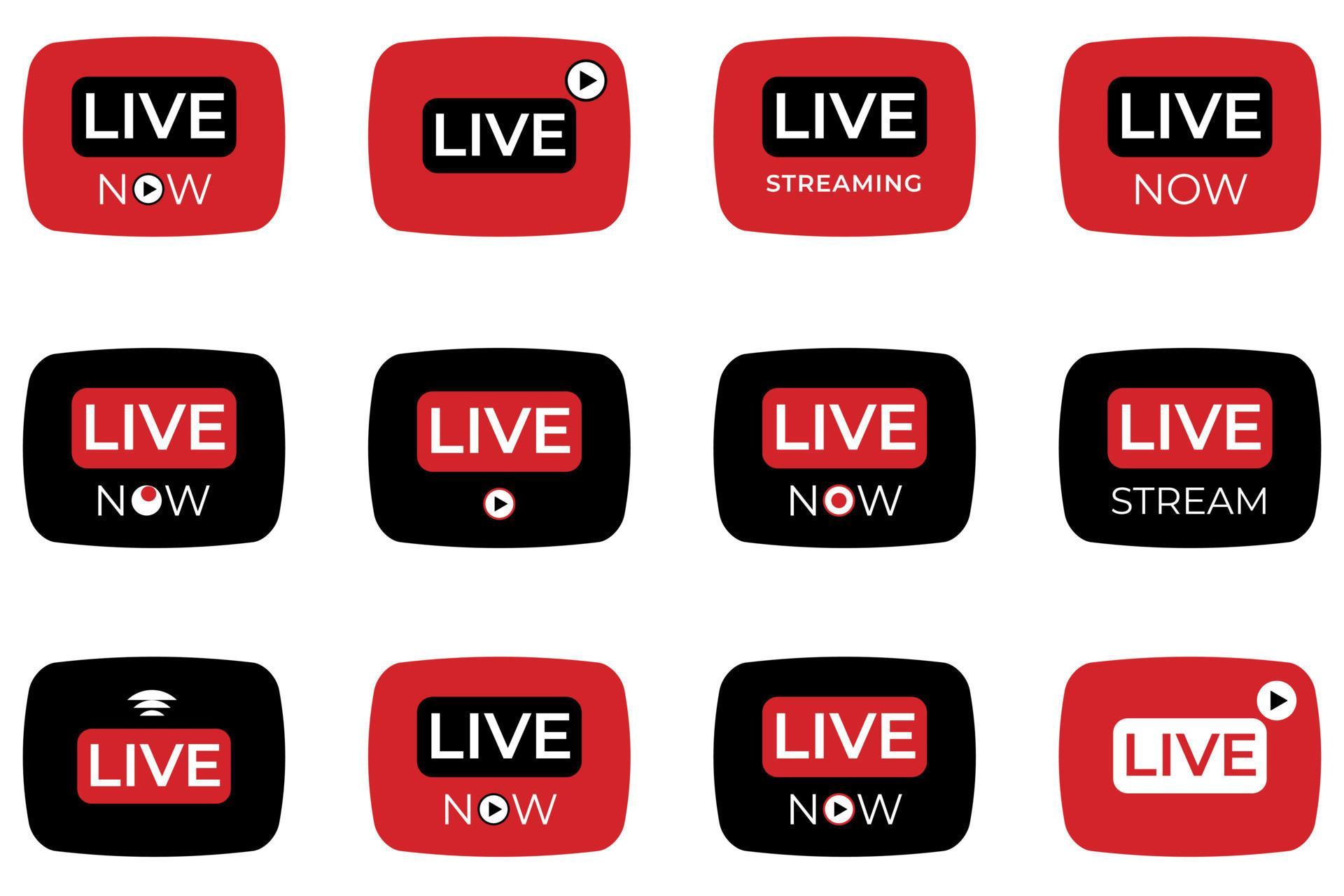 Collection of Live streaming symbol for web and app. Live stream icon set. Flat vector ...