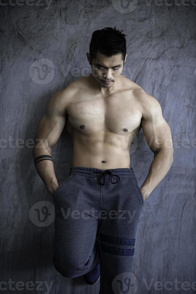 Portrait Of Asian Man Big Muscle At The Gymthailand Peopleworkout For Good Healthybody Weight