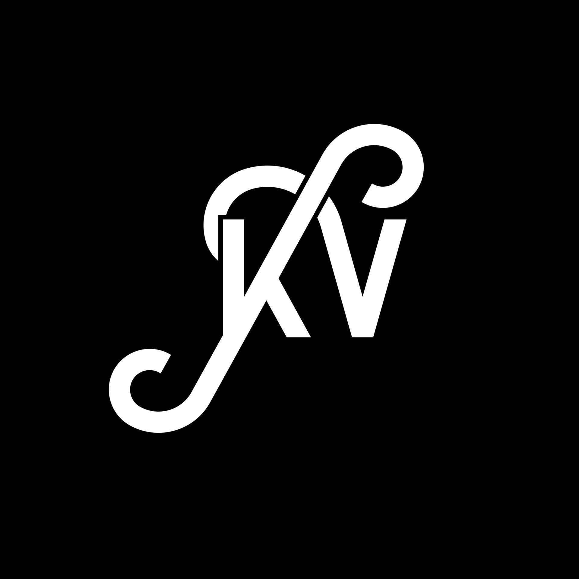 KV letter logo design on black background. KV creative initials letter logo concept. kv letter ...