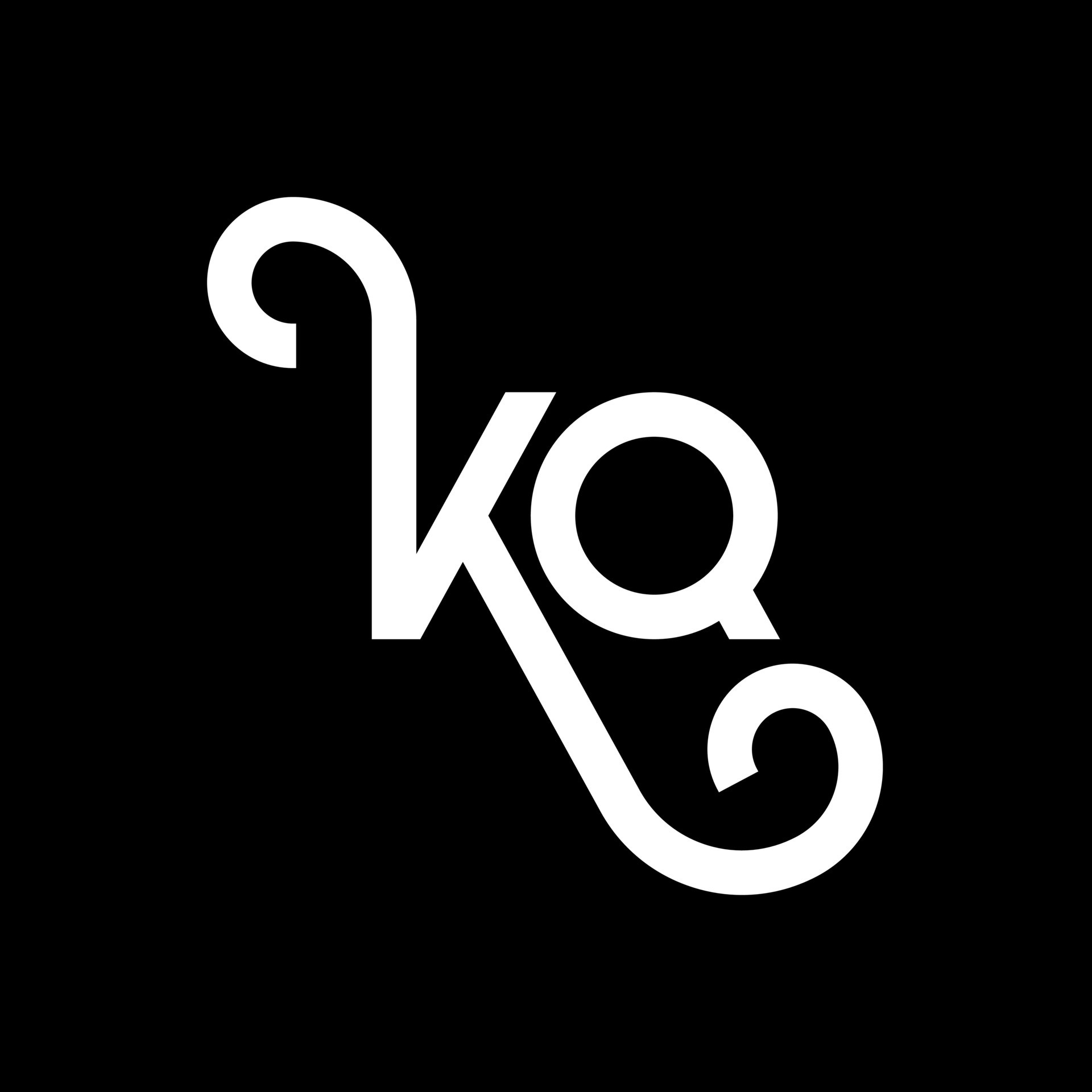 diseño de logotipo de letra kq sobre fondo negro. concepto de logotipo de letra de iniciales ...