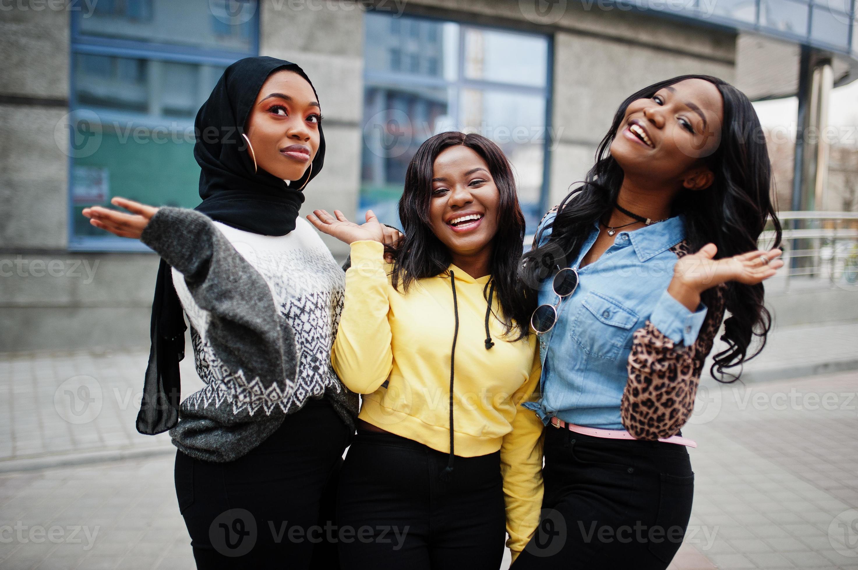 Three Young College African American Woman Friends Spend Time Together